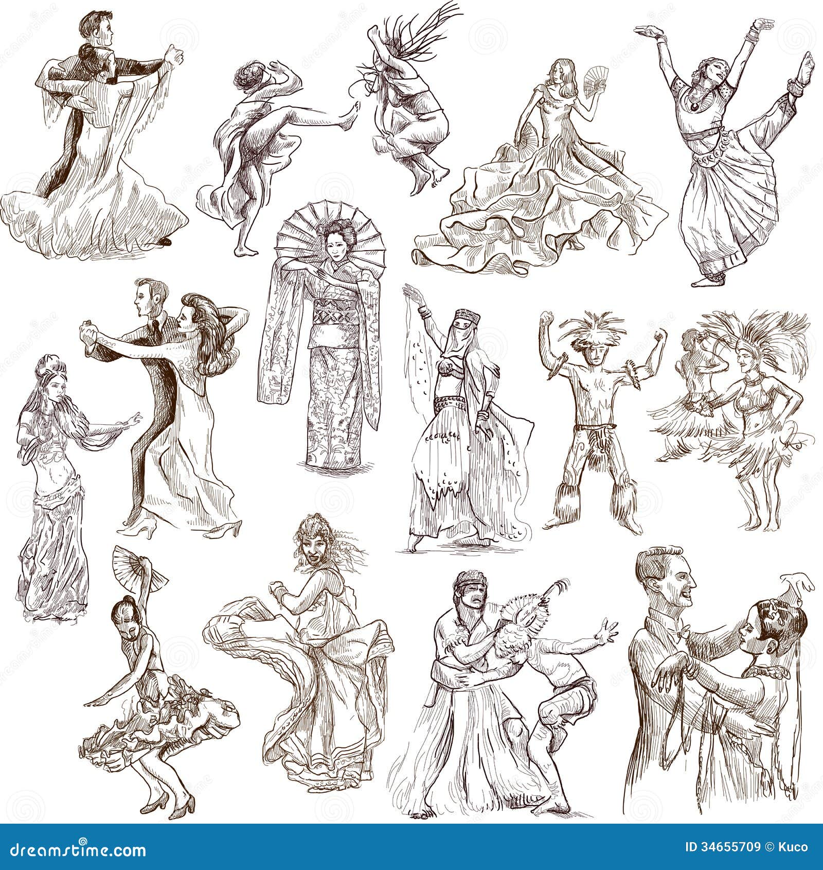 Dancing 1 stock vector. Illustration of atmosphere, draw - 34655709