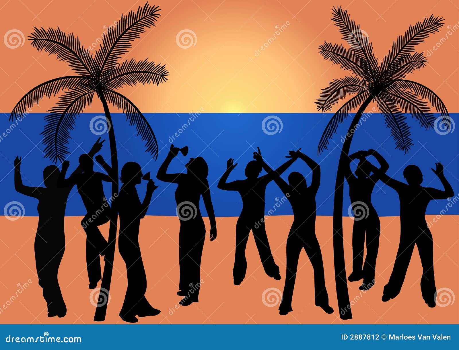 Dancing People at the Beach Stock Vector - Illustration of cutout ...