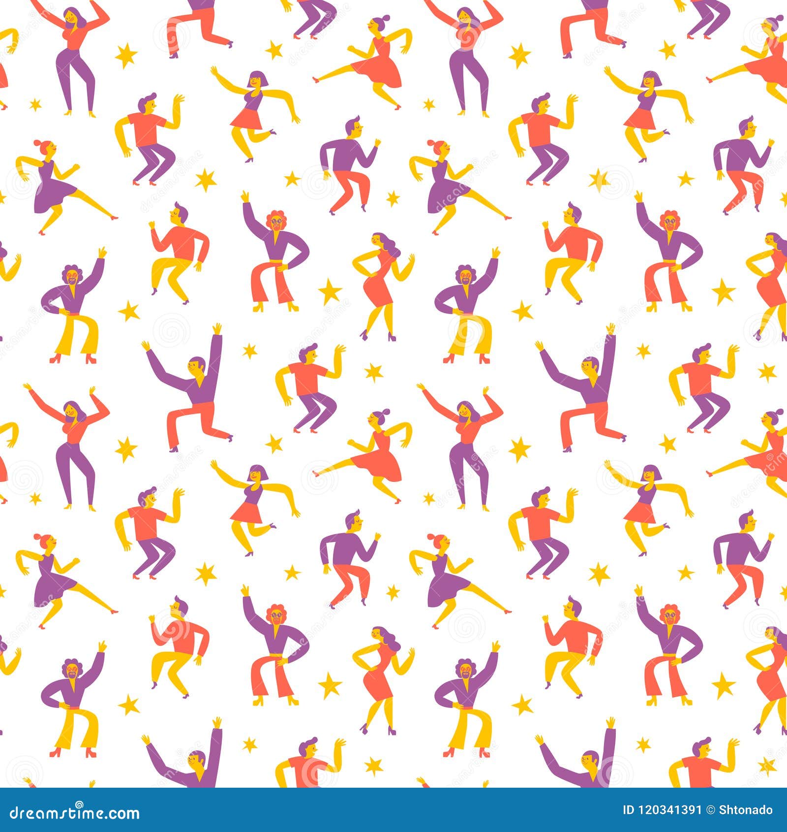 Dancing People Seamless Pattern. Stock Illustration - Illustration of ...