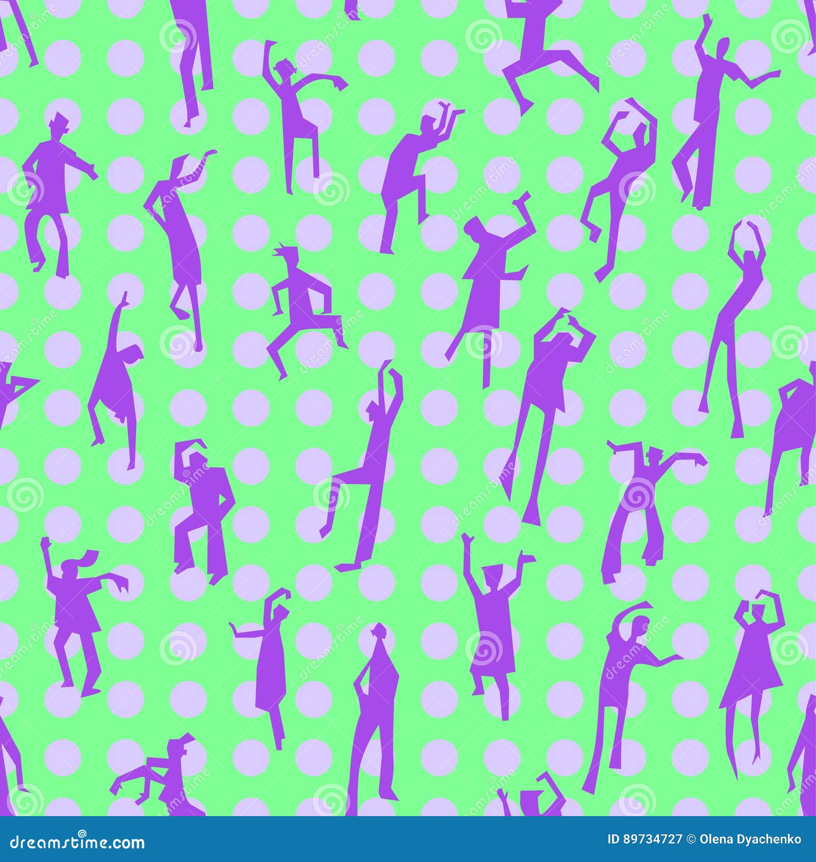 Dancing People Semless Pattern. People Figures in Motion. Background ...