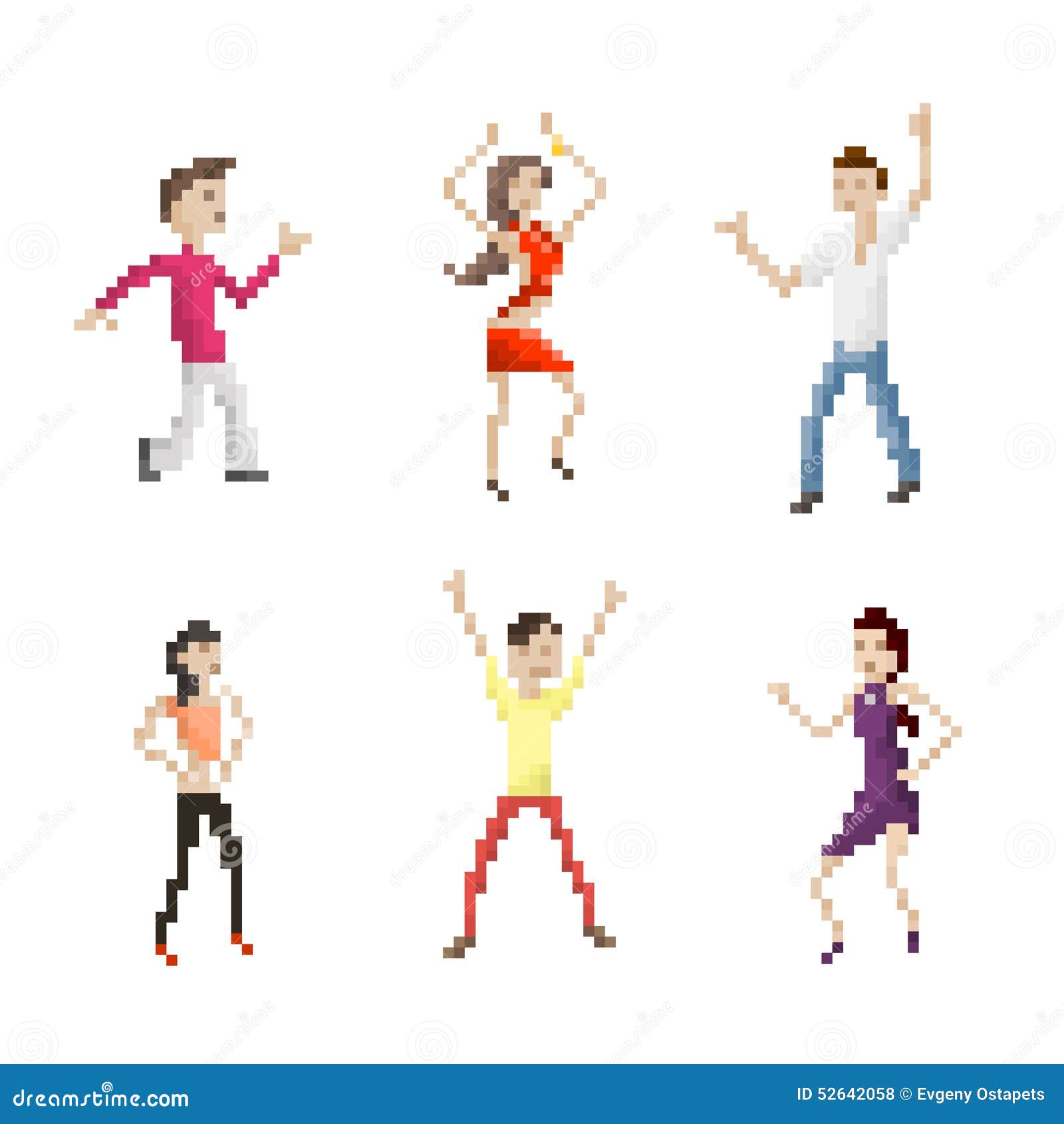 Dancing Pixel People Set Stock Illustrations – 11 Dancing Pixel People ...