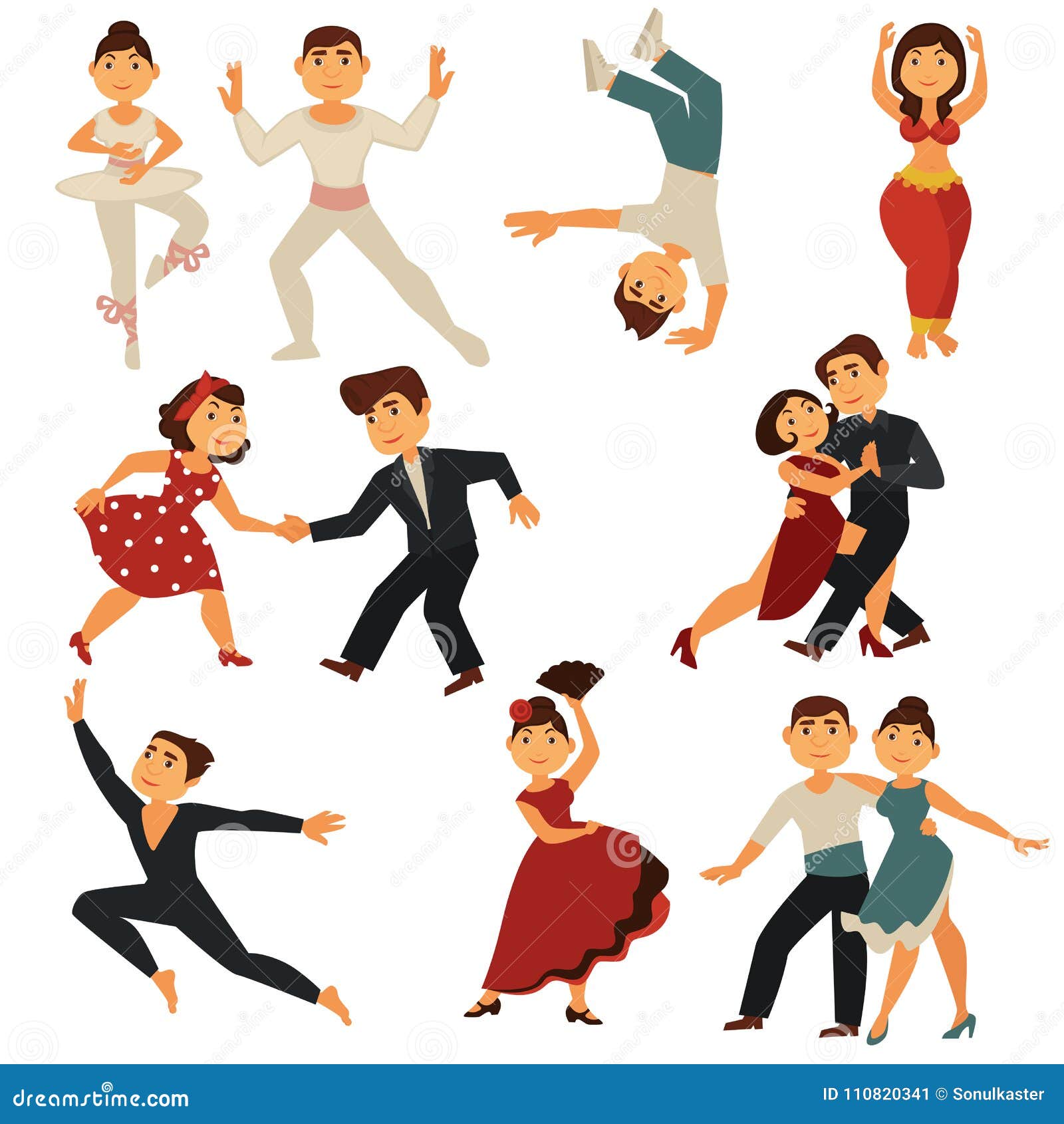 Dancing People Vector Flat Icons Characters Dance Different Dances ...