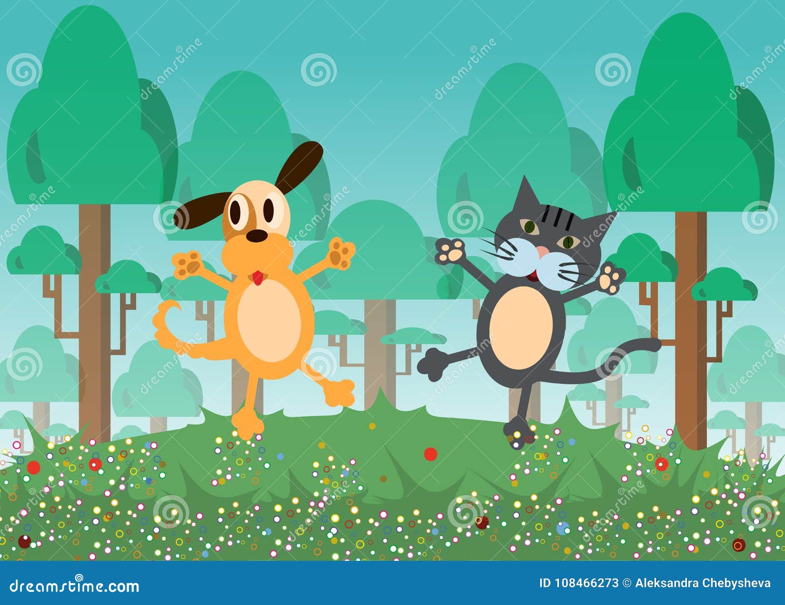 Dancing Pet Animals and Dog. Stock Illustration - Illustration of ...