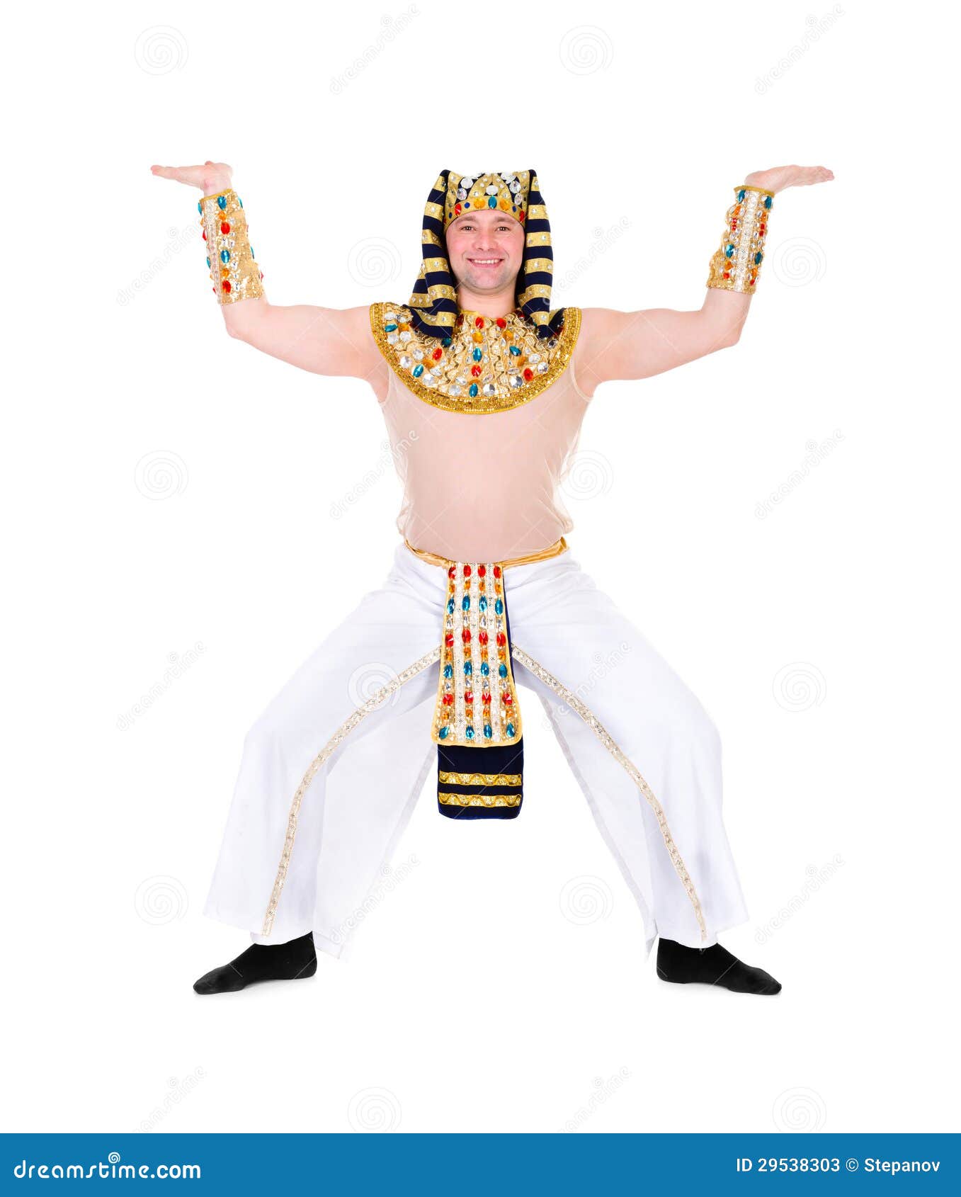 Dancing Pharaoh Wearing A Egyptian Costume. Stock Image - Image of ...