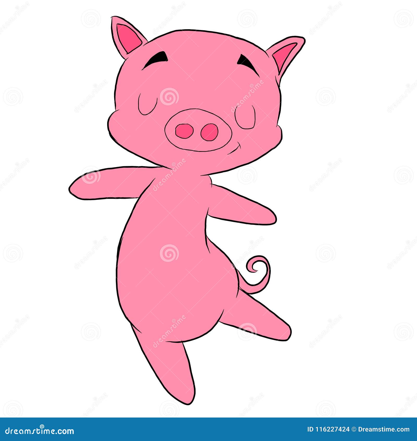 Dancing pink pig stock illustration. Illustration of brown - 116227424