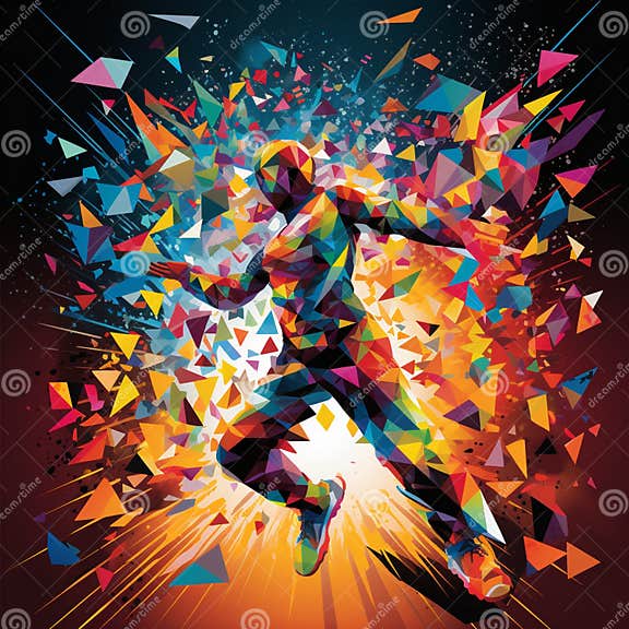 Dancing Pixels: Vibrant Geometric Patterns Exploding with Energy Stock ...