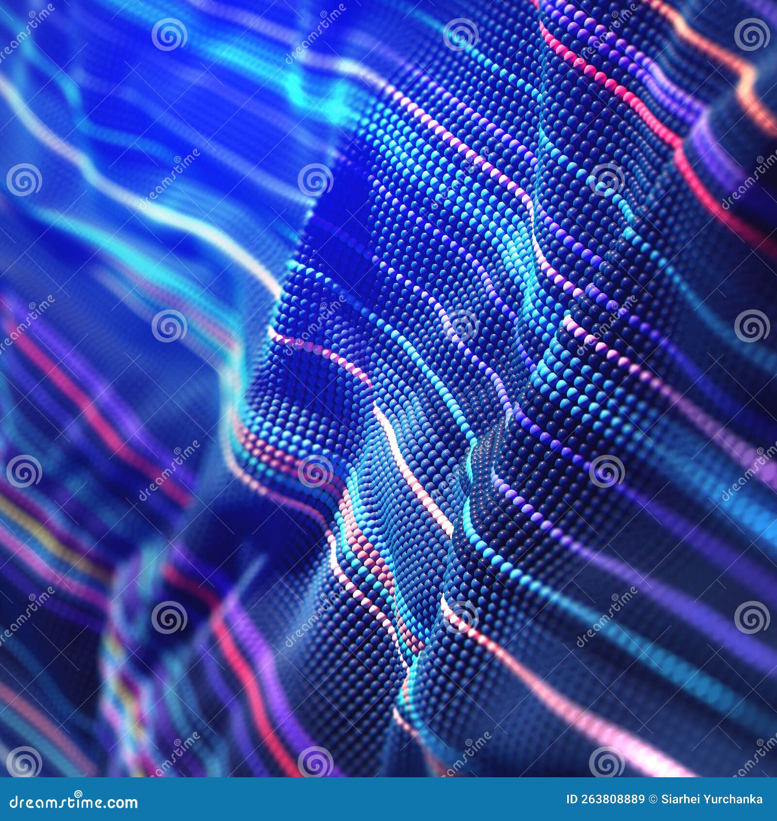 Dancing Points of Vibrations Sounds. Sound Waves of Digital Data Stock ...