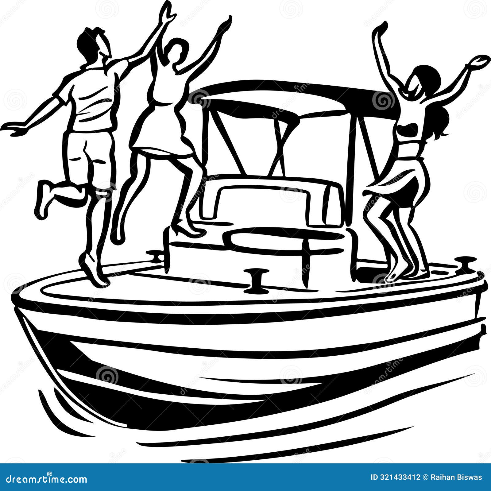 Dancing on Pontoon Boat Silhouette Stock Vector - Illustration of ...