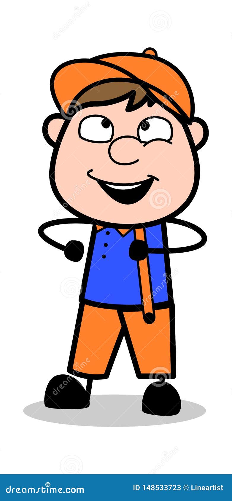 Dancing - Retro Cartoon Carpenter Worker Vector Illustration Stock ...