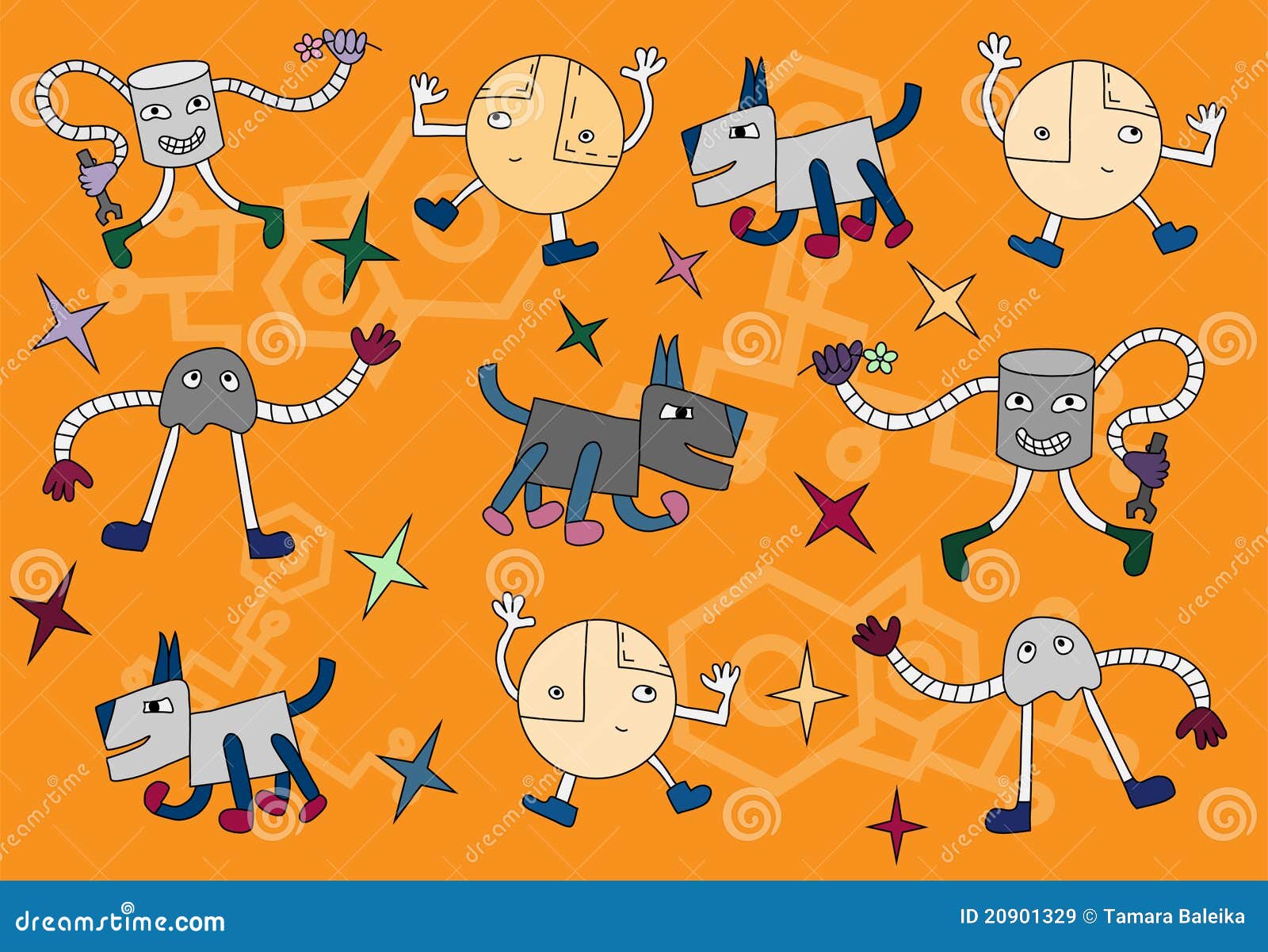 Dancing robots stock vector. Illustration of drawing - 20901329