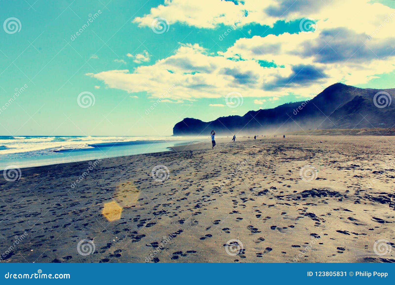 Dancing in the sand stock image. Image of ocean, piha - 123805831
