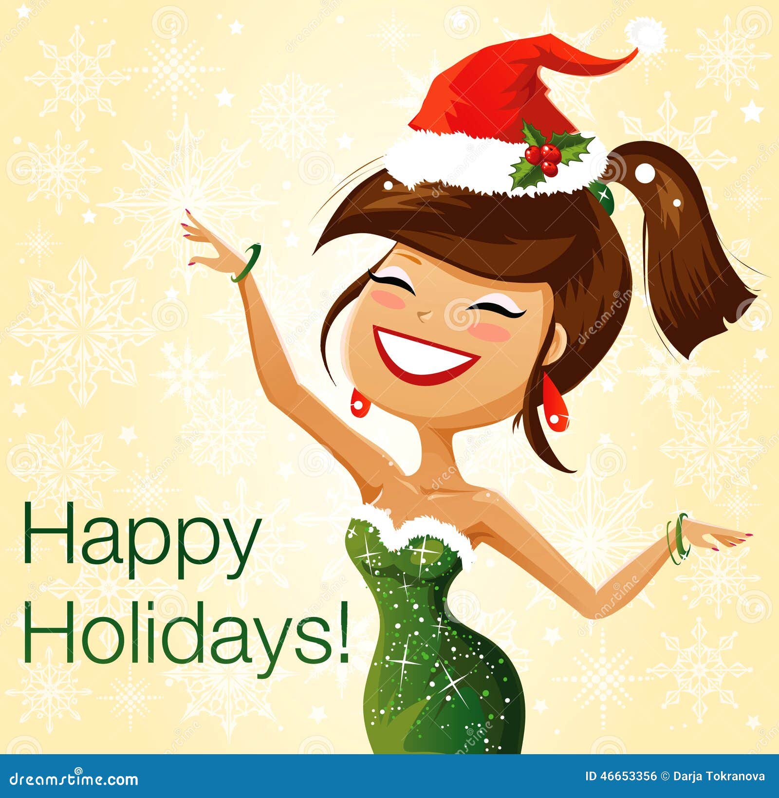 Santa Helper Miniskirt Green Background Cartoon Vector | CartoonDealer ...