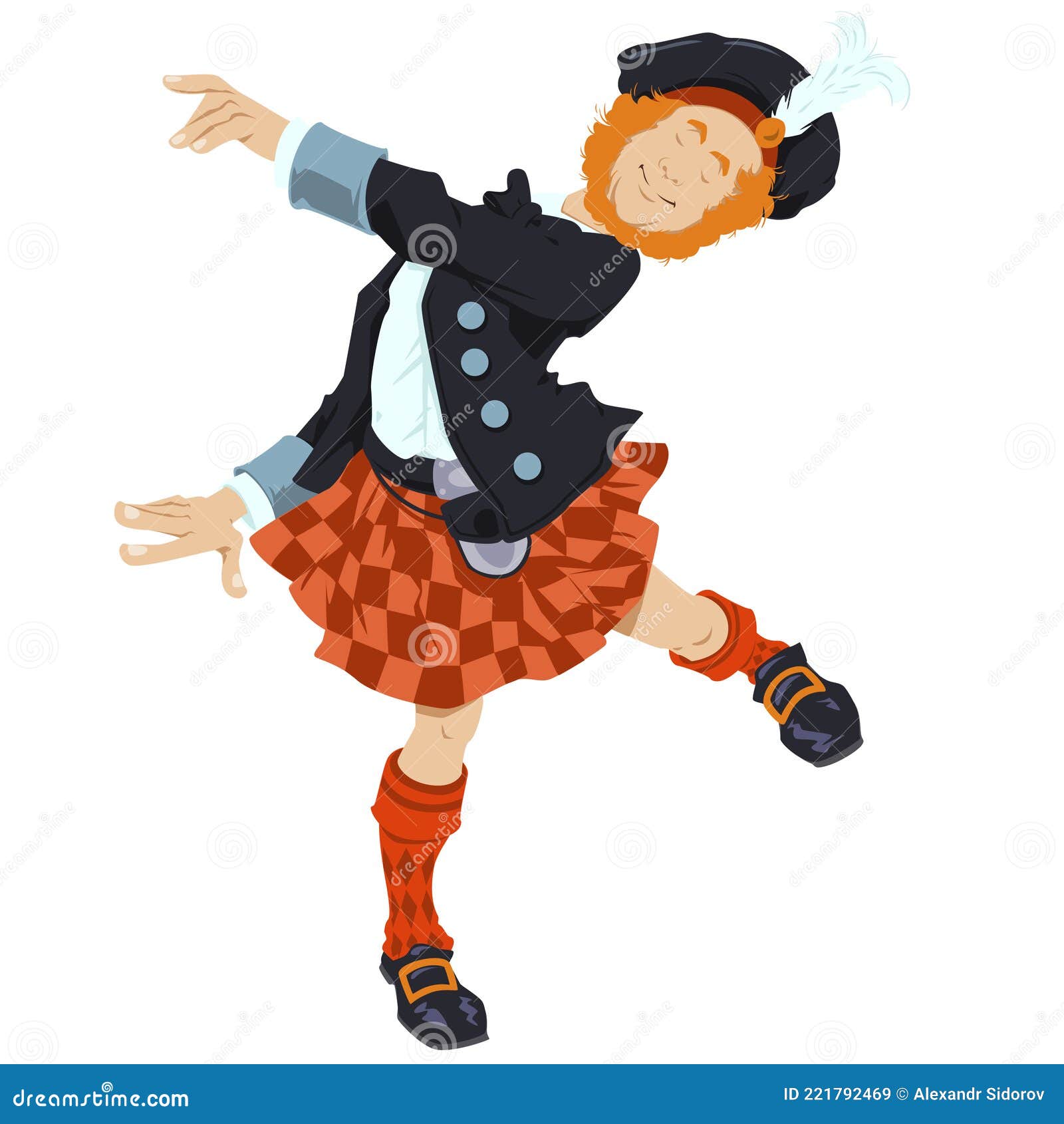 Dancing Scotsman. Man in Scottish Costume. Illustration for Internet ...