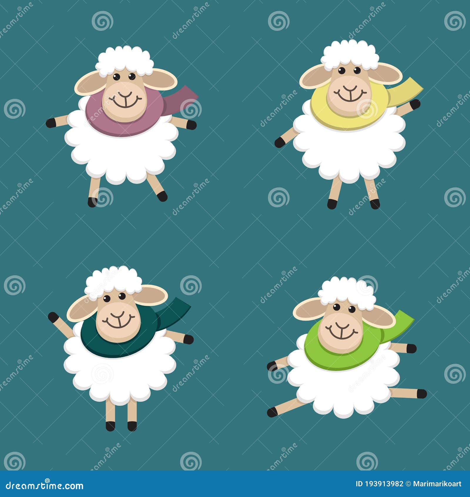 Dancing and Smiling Sheep Set Stock Vector - Illustration of icon, cute ...