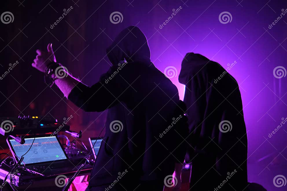 Dancing Silhouette of Man at the Techno Party Stock Photo - Image of ...