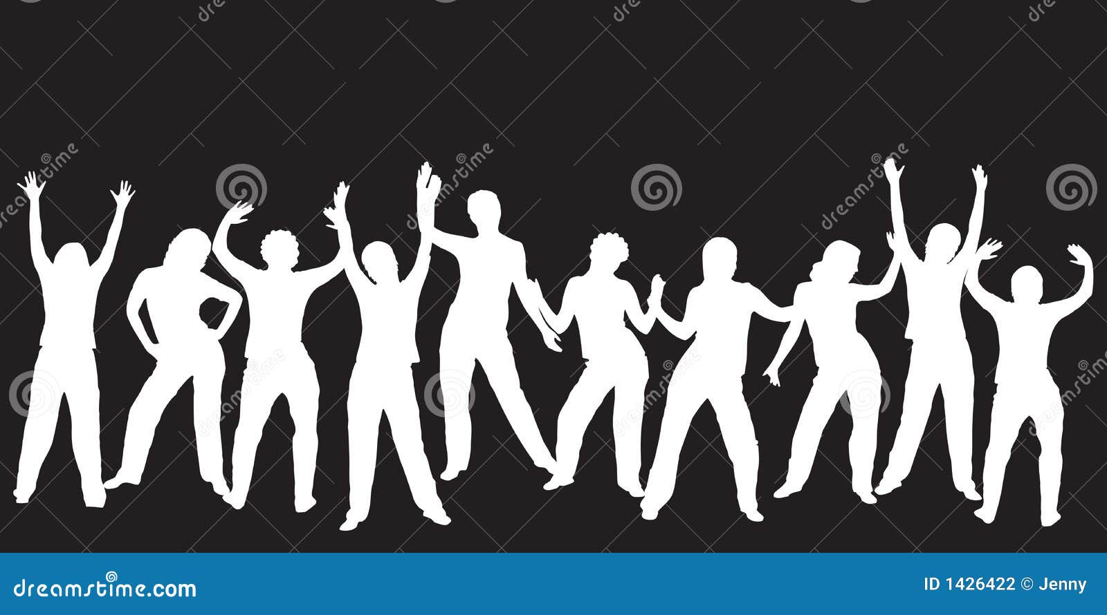 Dancing silhouettes stock vector. Illustration of party - 1426422