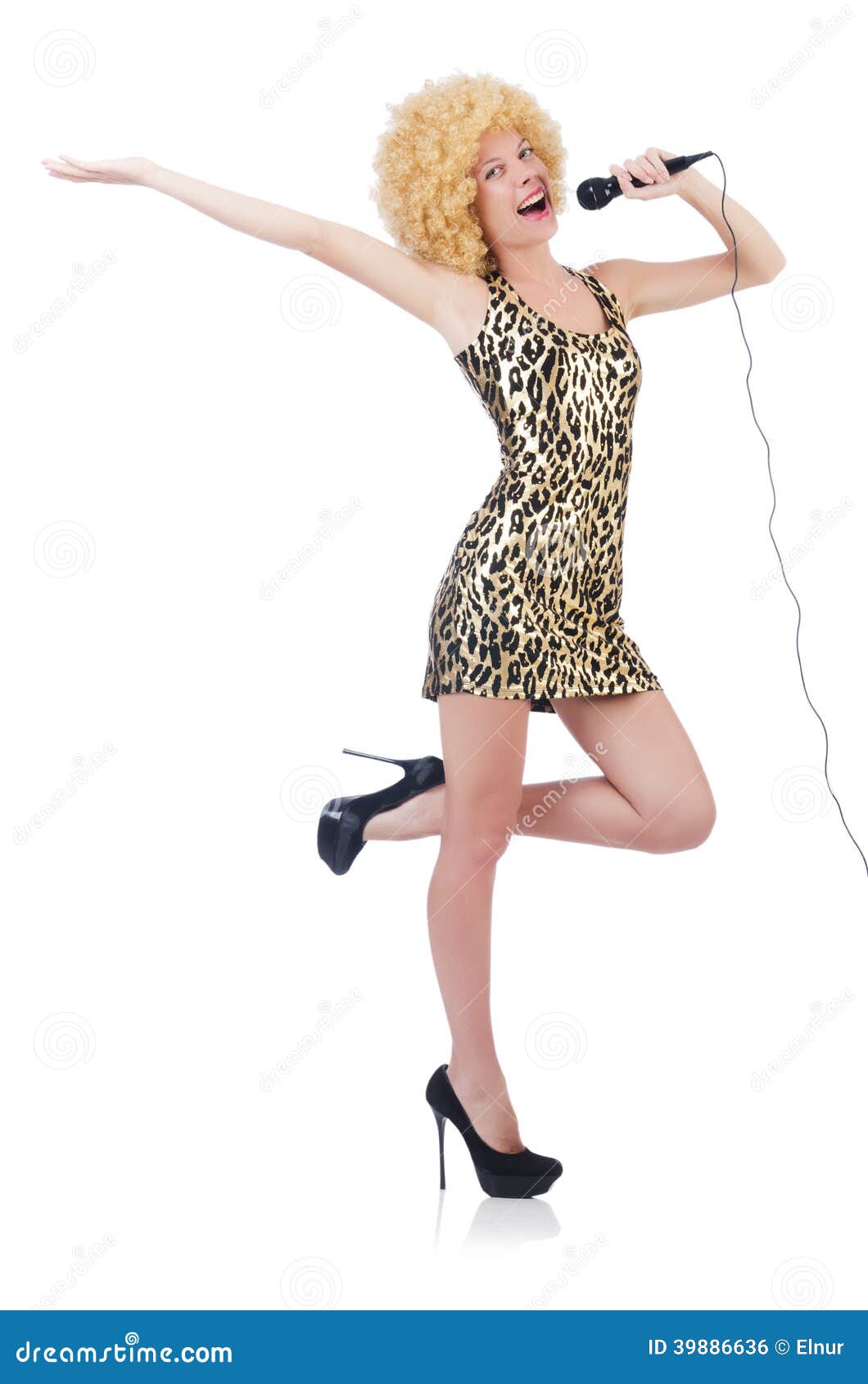 Dancing singer woman stock photo. Image of disco, happy - 39886636