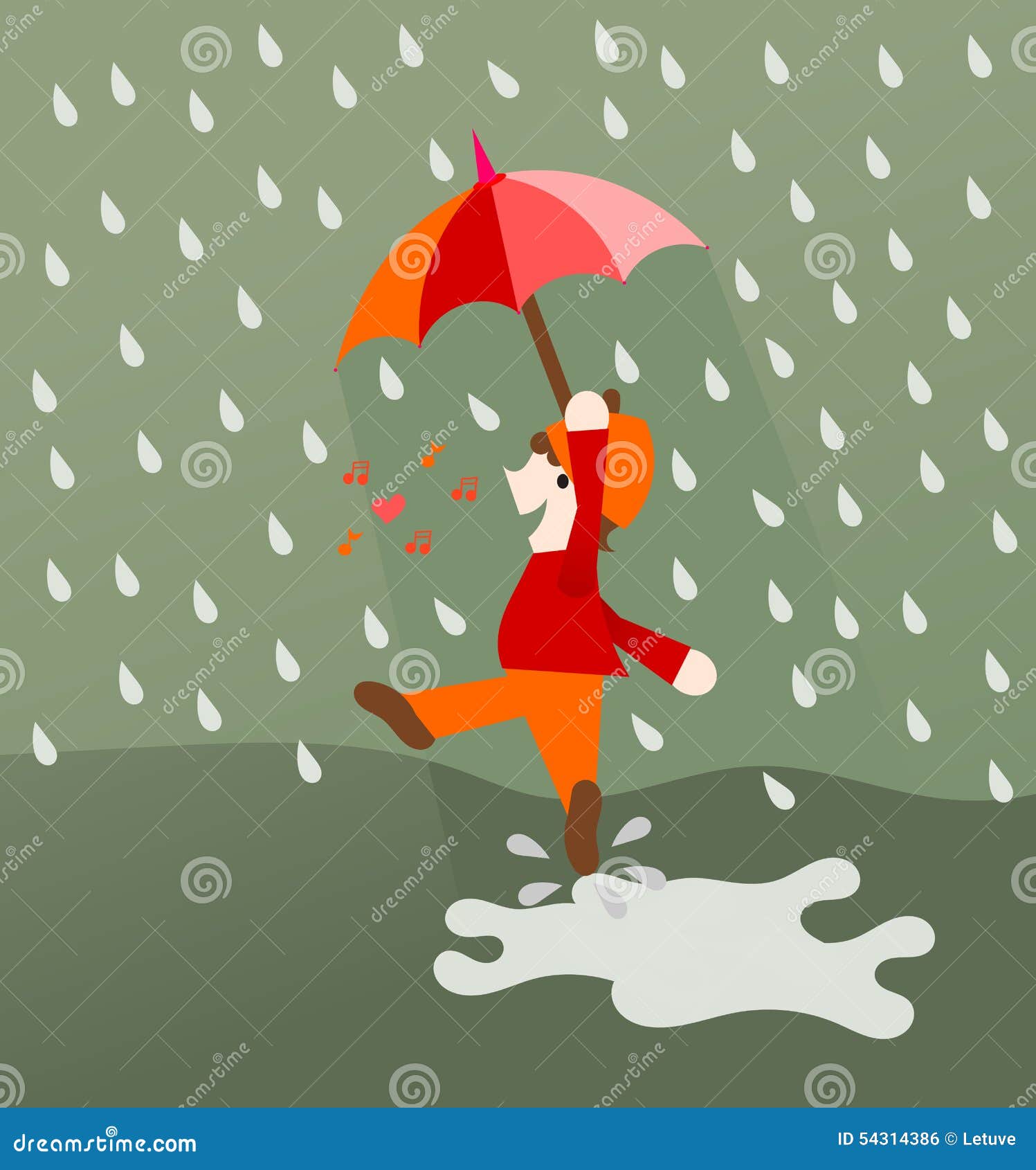 Dancing In The Rain Cartoon Vector | CartoonDealer.com #10838295