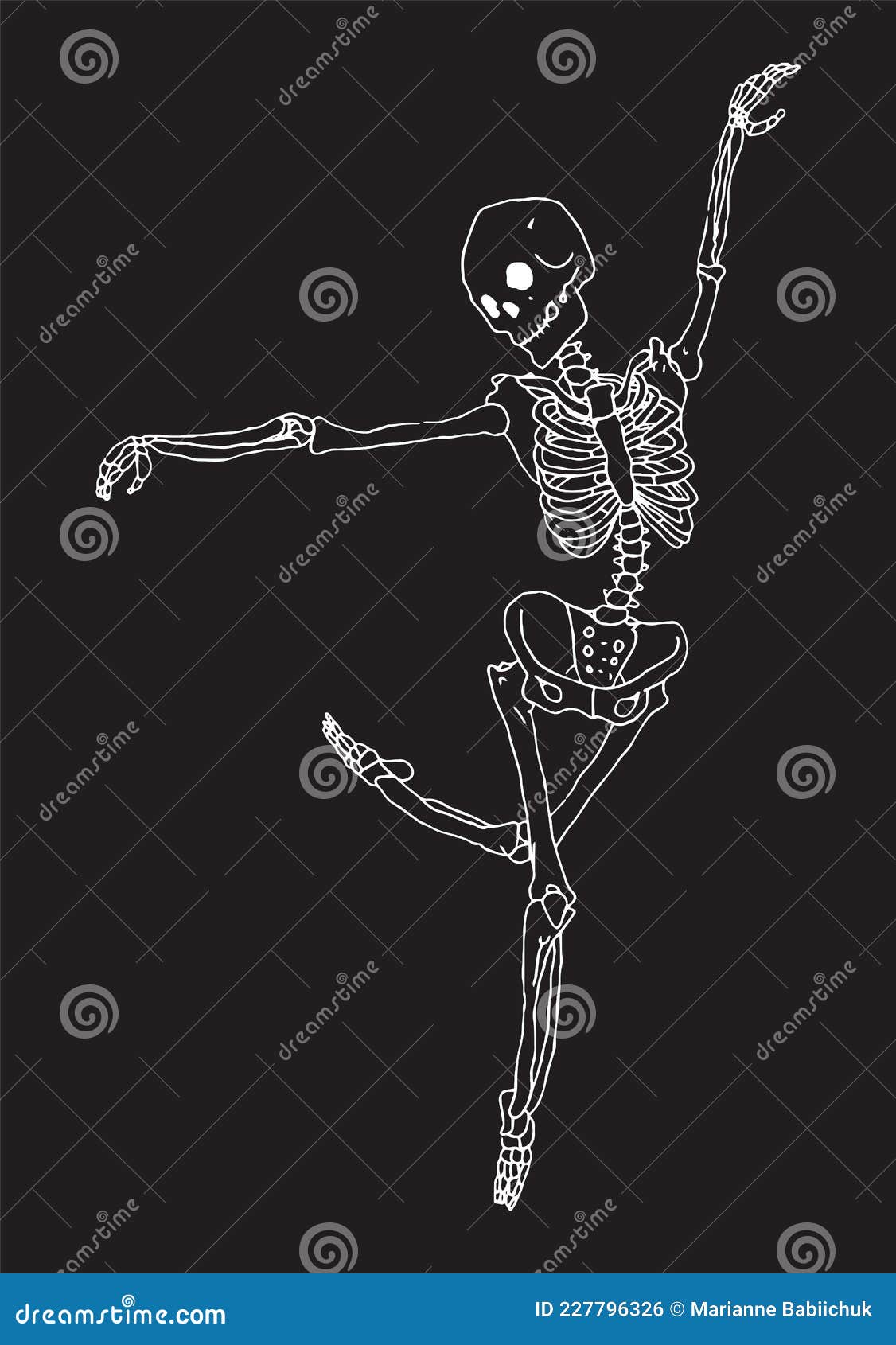 Dancing Skeleton Ballet Dancer. Inspirational Vector Illustration Stock ...