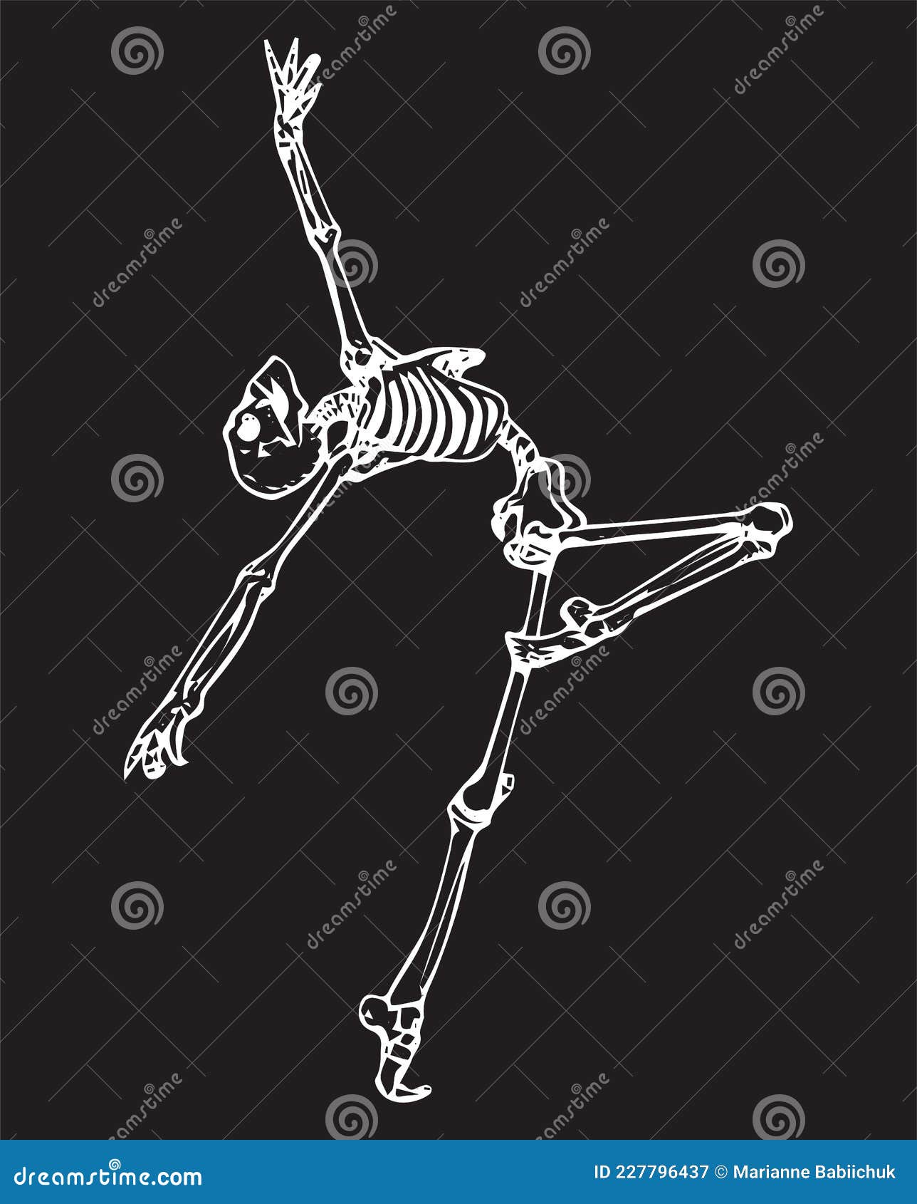 Dancing Skeleton Ballet Dancer. Inspirational Vector Illustration Stock ...