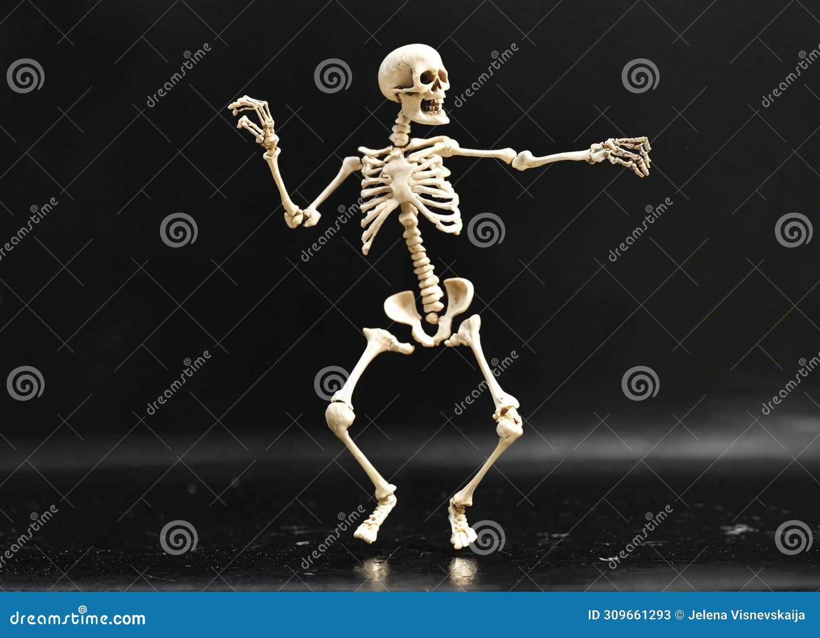Dancing Skeleton on a Black Background. Stock Illustration ...