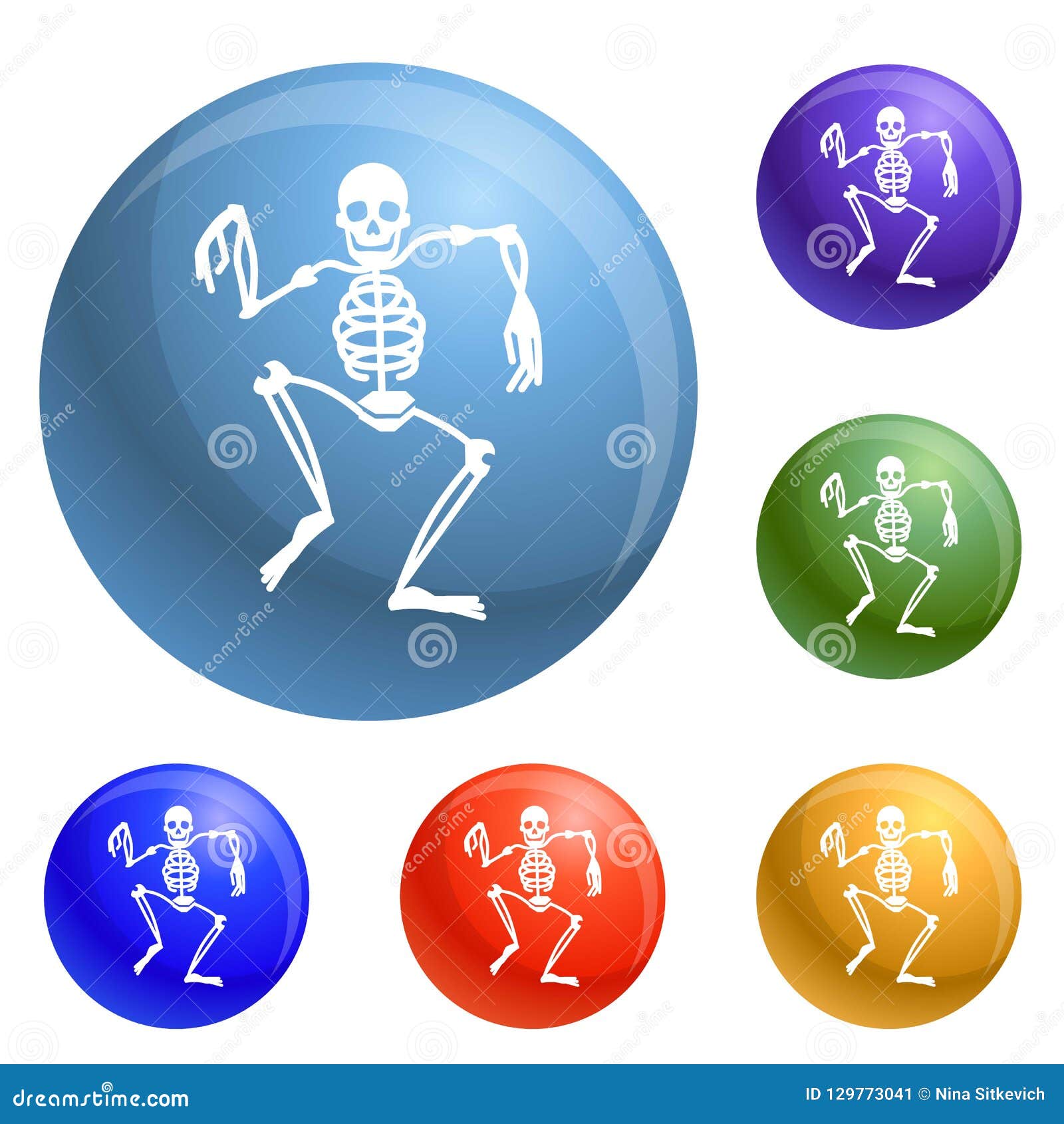 Skeleton Icons. Types Of Bones On Bright Background Cartoon Vector ...