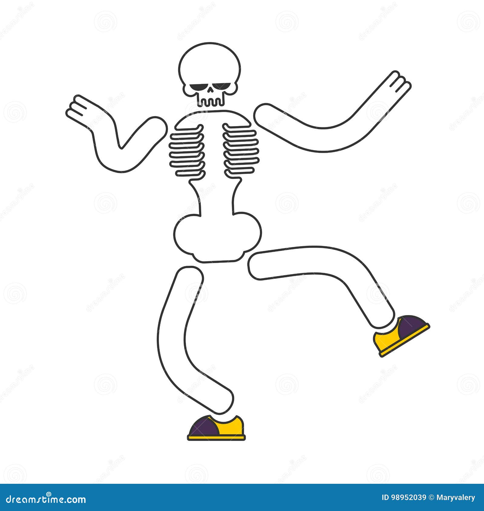 Dancing Skeleton Isolated. Skull Dances Street Dances Stock Vector ...