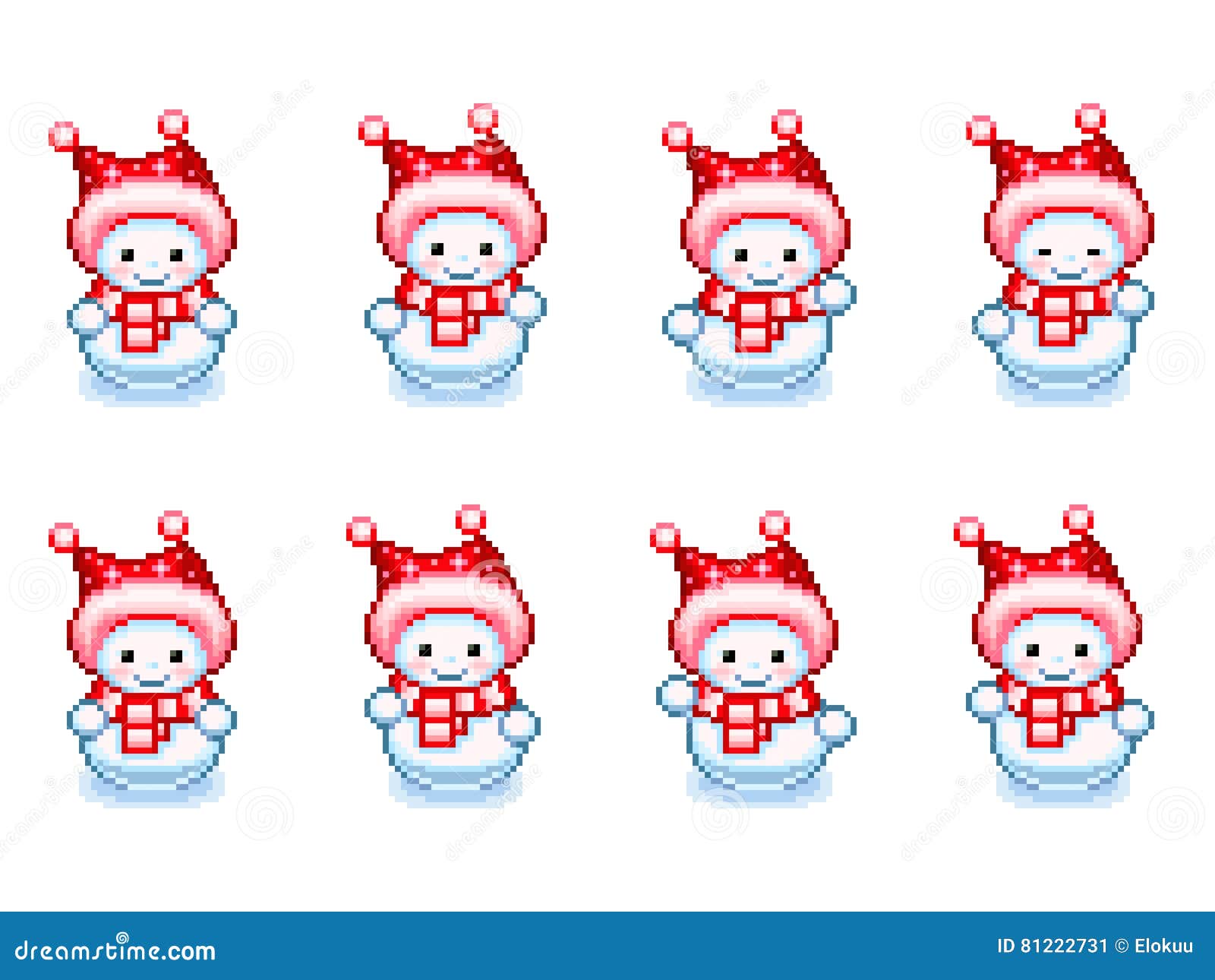 Dancing Snowman Animation Sprite In Pixel-Art Style Cartoon Vector ...
