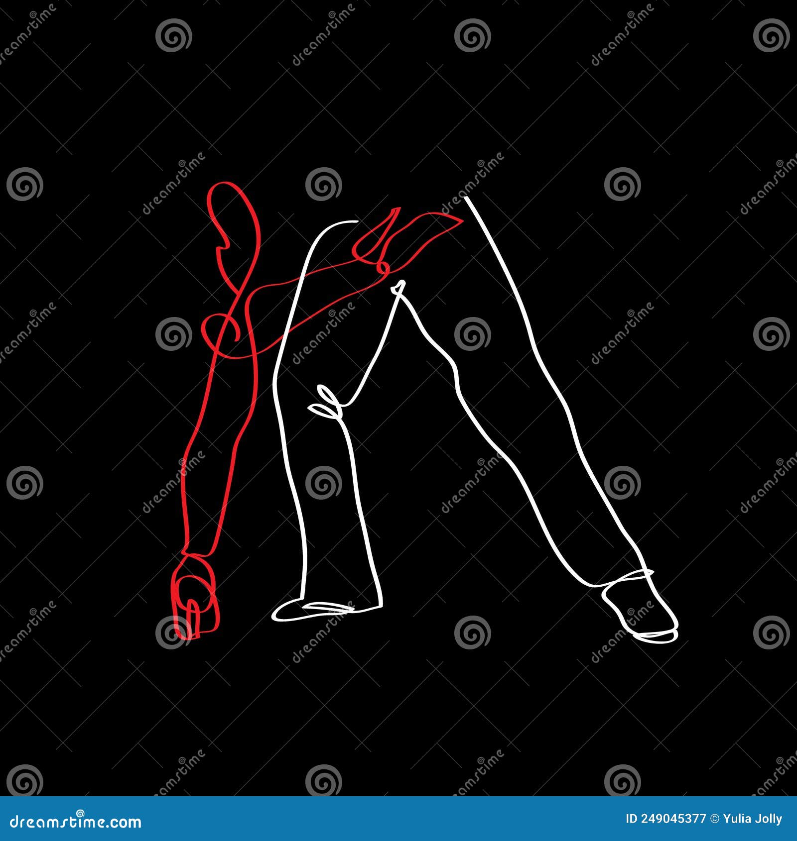 Dancing Tango Legs Lineart Vector Minimalism Dance Lovers Stock