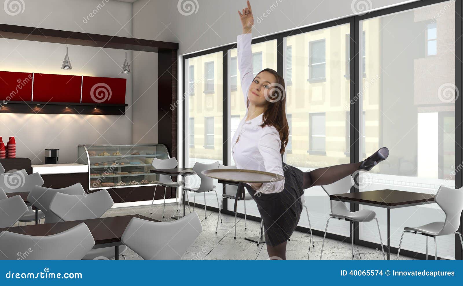 Dancing Waitress stock photo. Image of dance, caucasian - 40065574