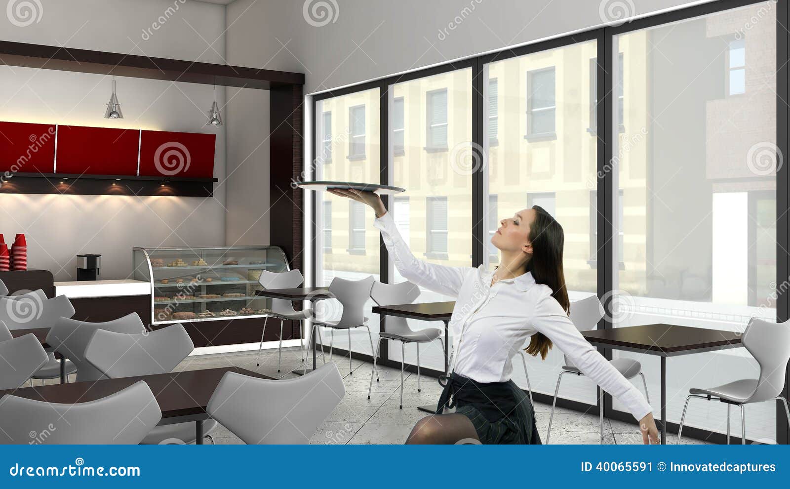 Dancing Waitress stock image. Image of caucasian, establishment - 40065591