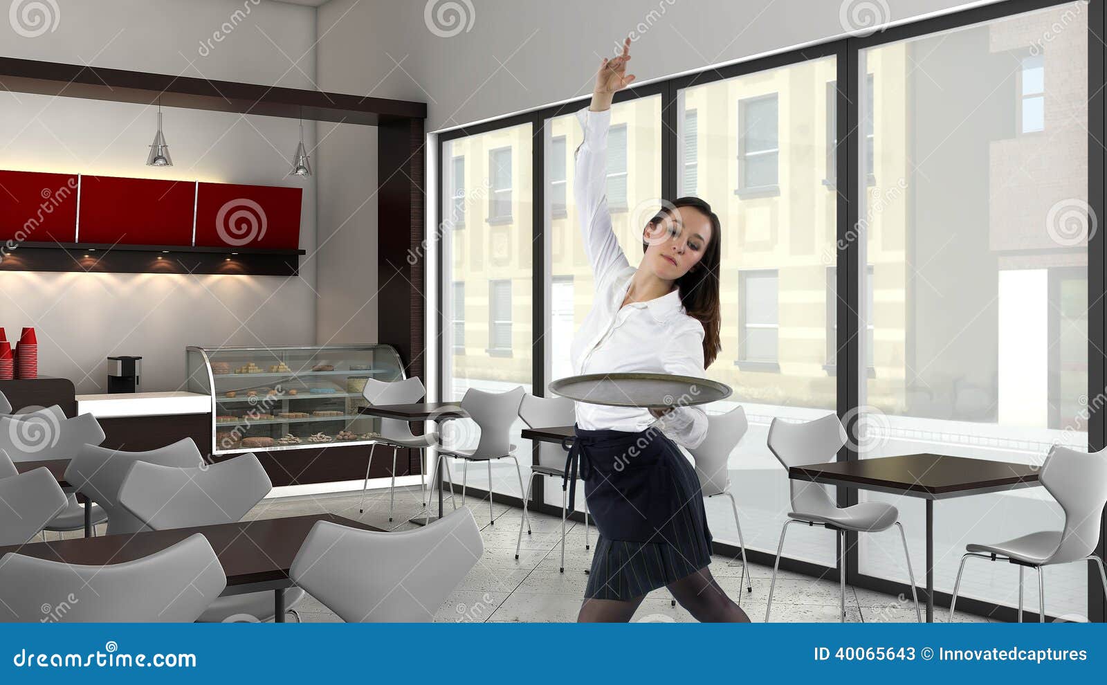 Dancing Waitress stock image. Image of carrying, holding - 40065643