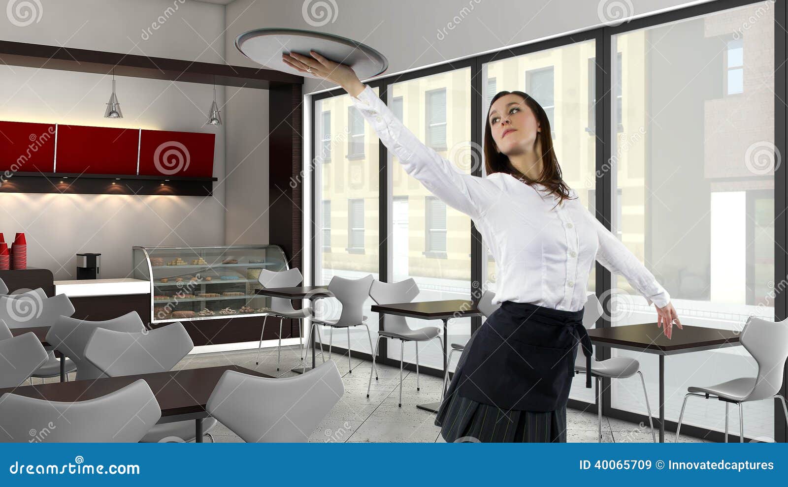 Dancing Waitress stock image. Image of caucasian, establishment - 40065709