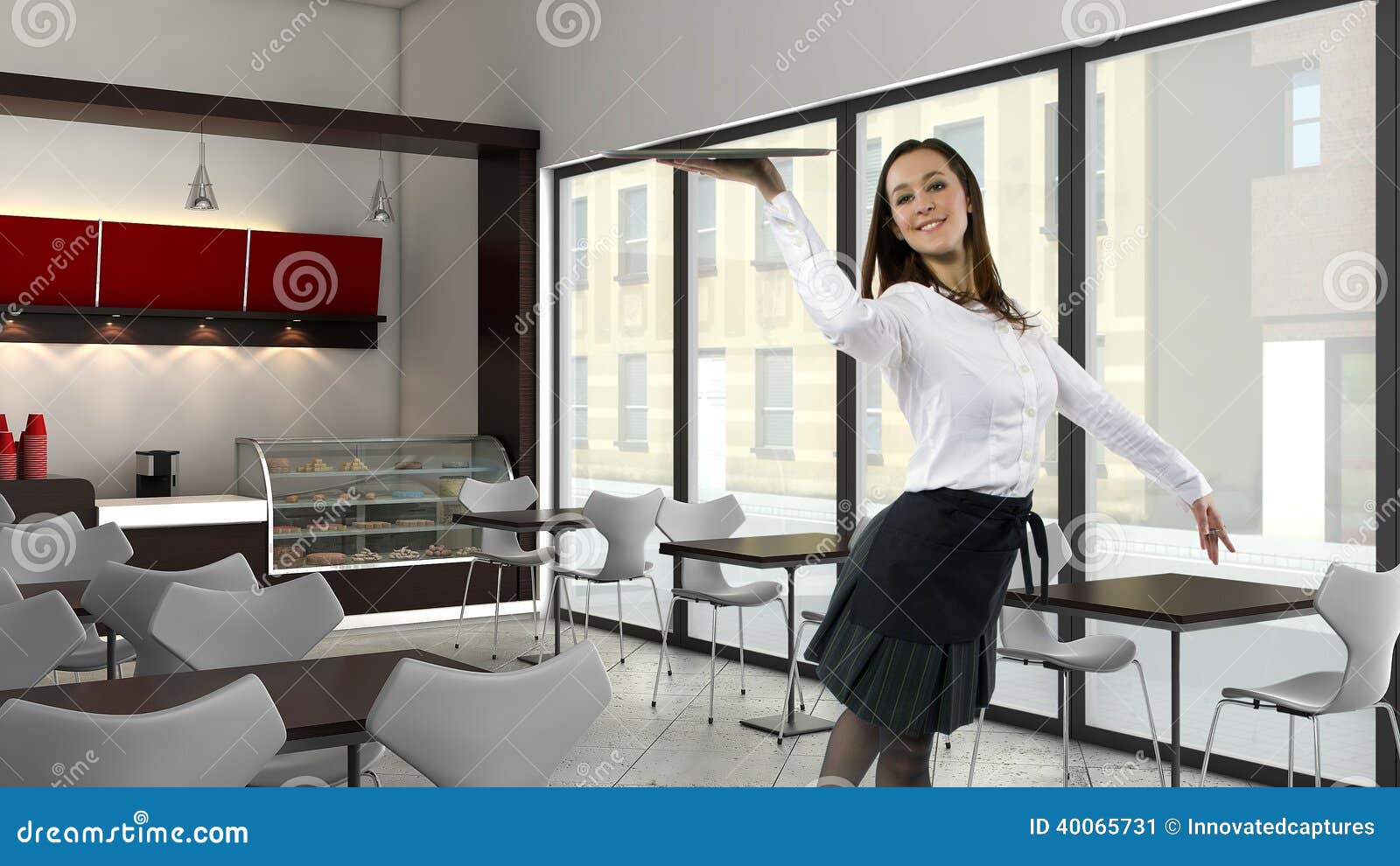 Dancing Waitress stock image. Image of advertising, caucasian - 40065731