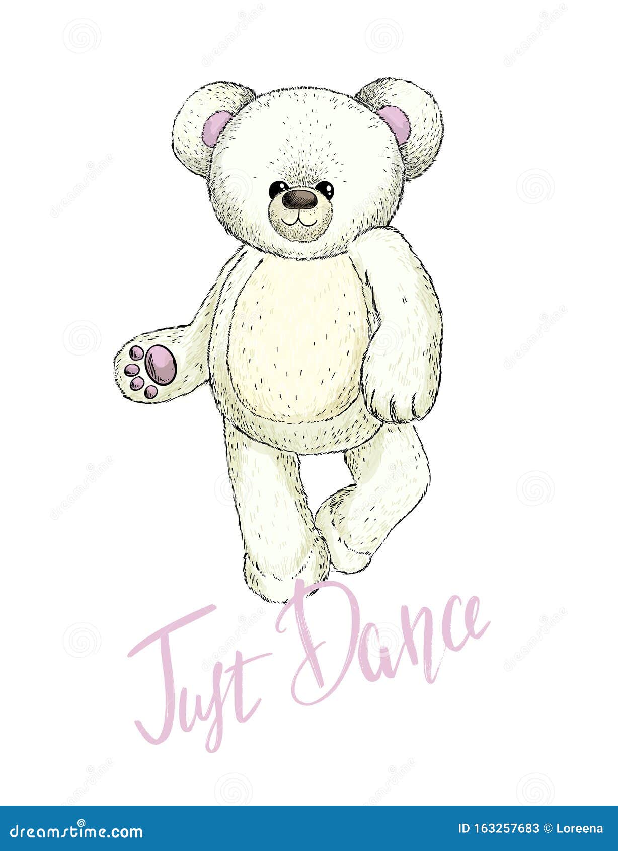 Dancing White Plush Teddy Bear, Vector Image | CartoonDealer.com #163257683