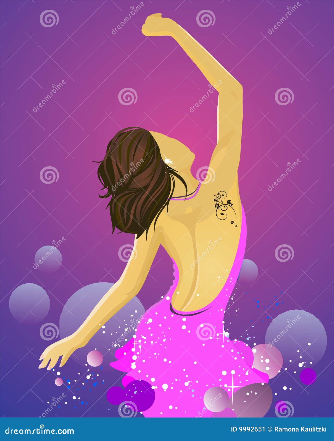Dancing woman in pink stock vector. Illustration of girl - 9992651