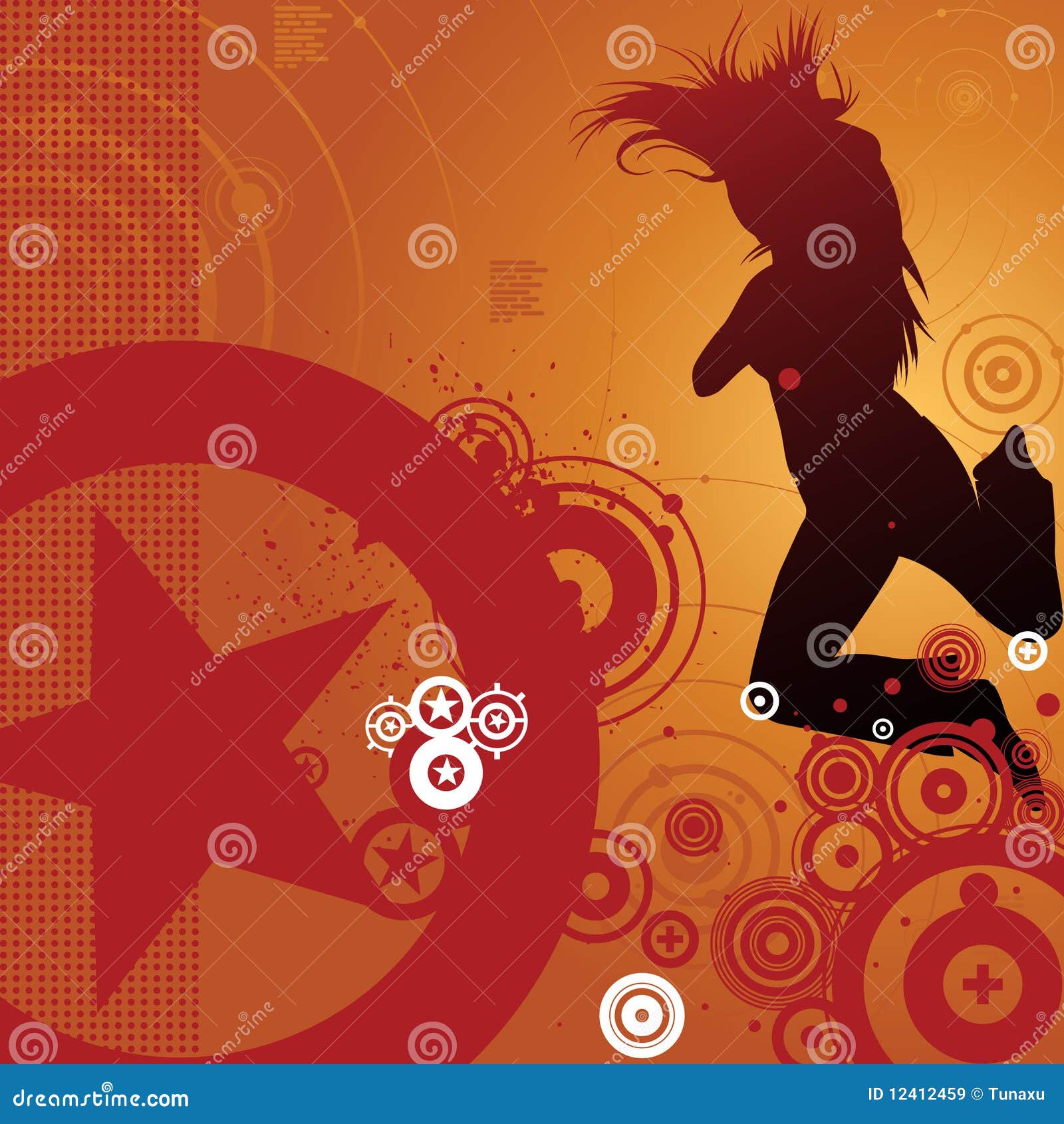 Dancing Woman and Retro Background Stock Vector - Illustration of ...