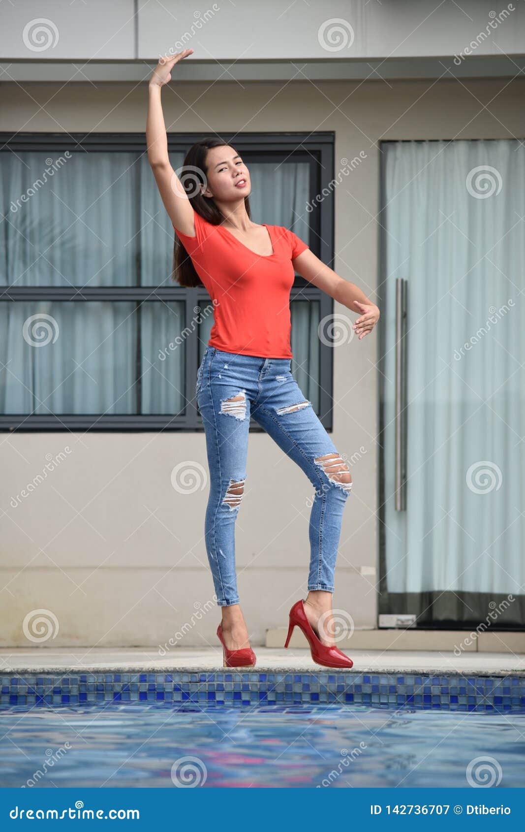 Dancing Youthful Female Standing Stock Image Image Of Youthful