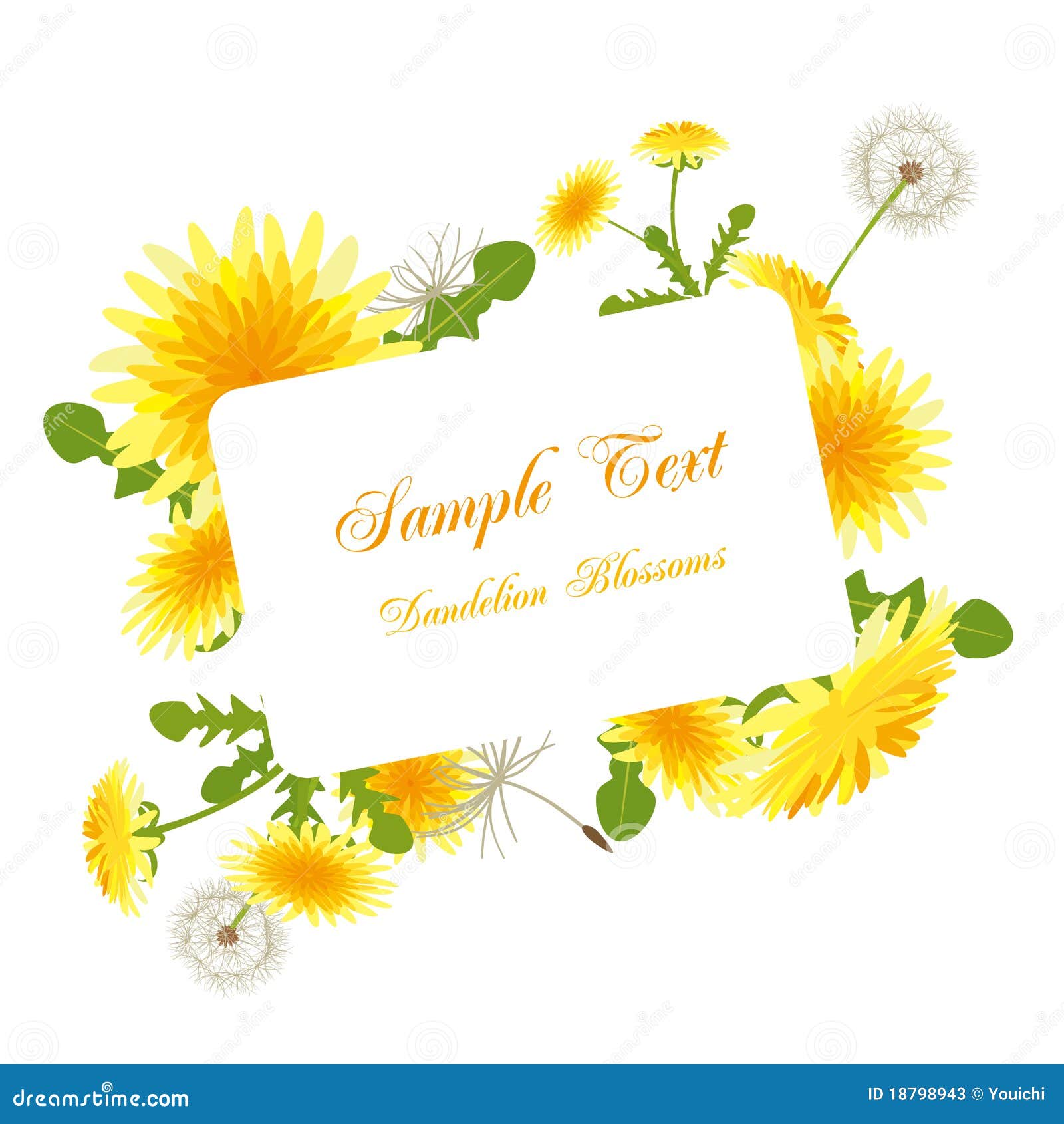 Dandelion blossoms frame stock vector. Illustration of plant - 18798943