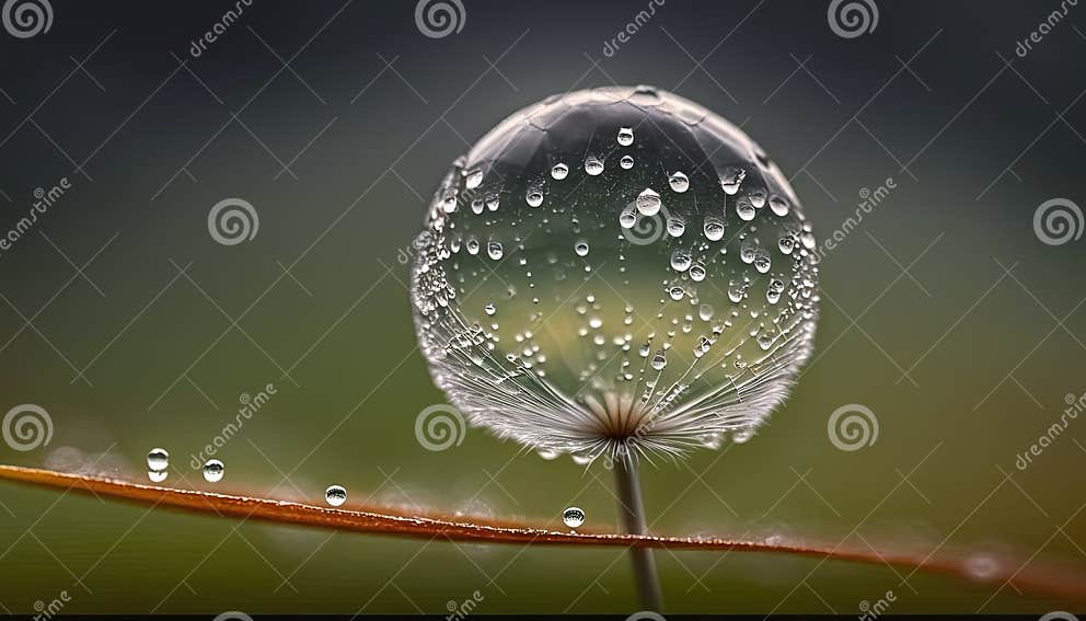 A Dandelion with Drops of Water on Top of it Stock Illustration ...