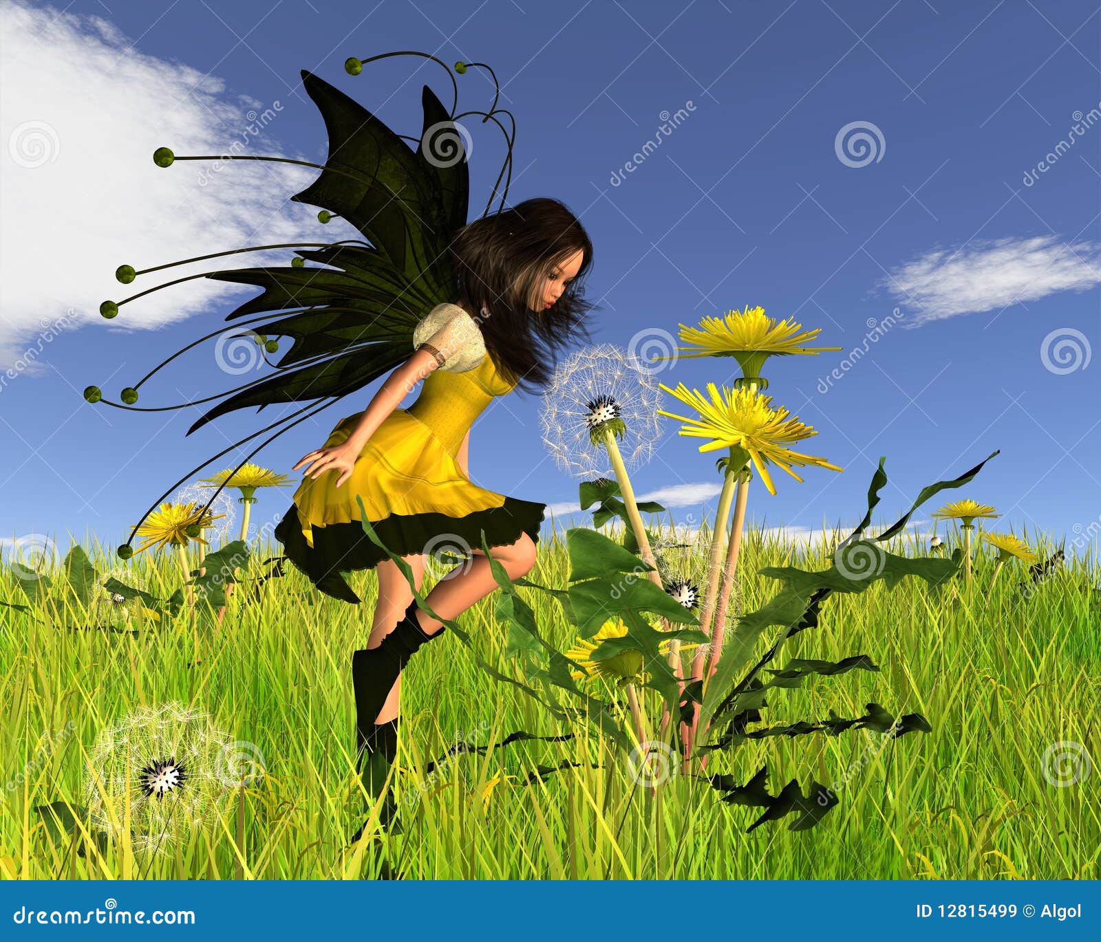 Dandelion Fairy with Springtime Background Stock Illustration ...