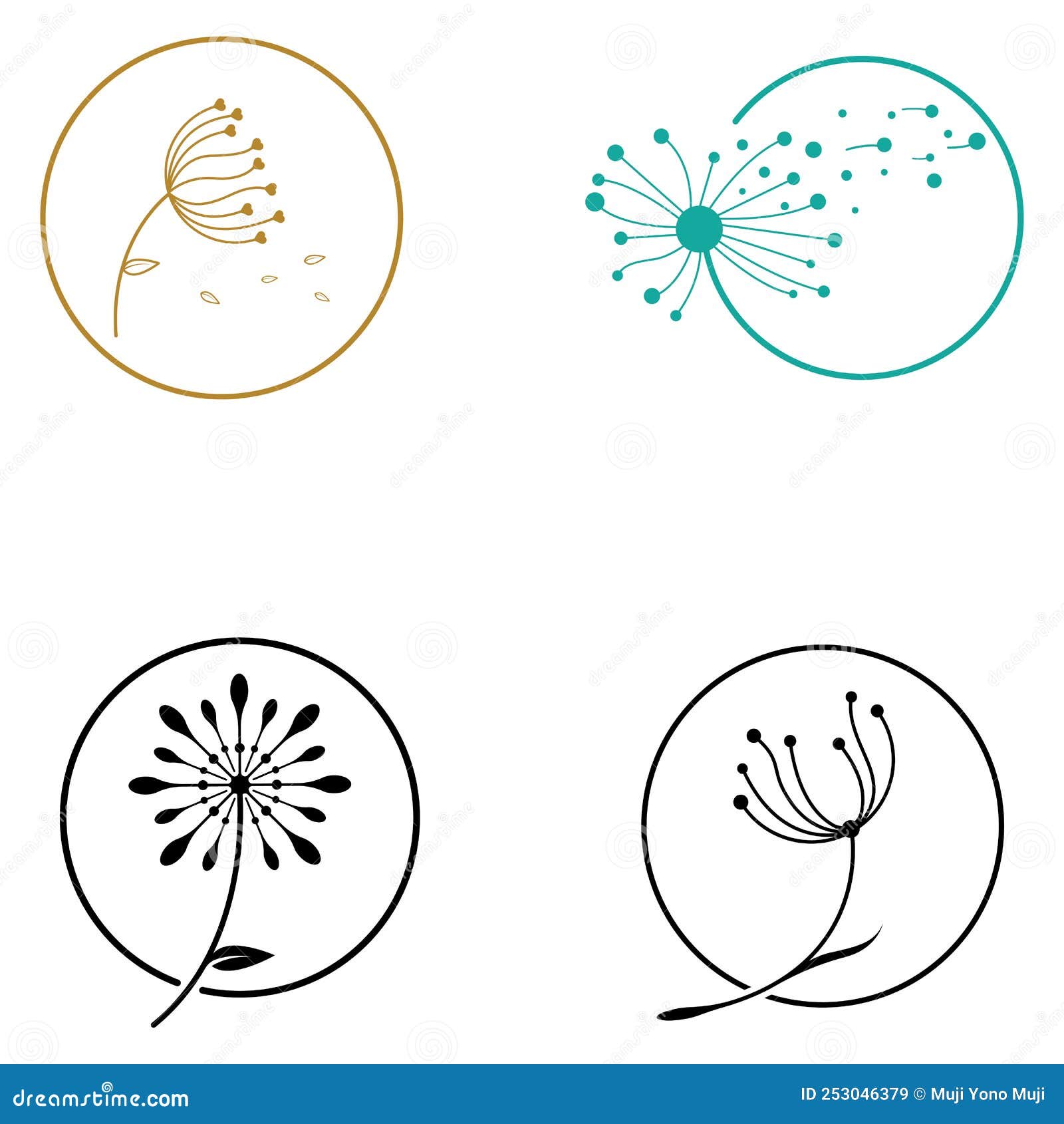 Dandelion Flower Logo and Symbol Design Vector Illustration Template ...