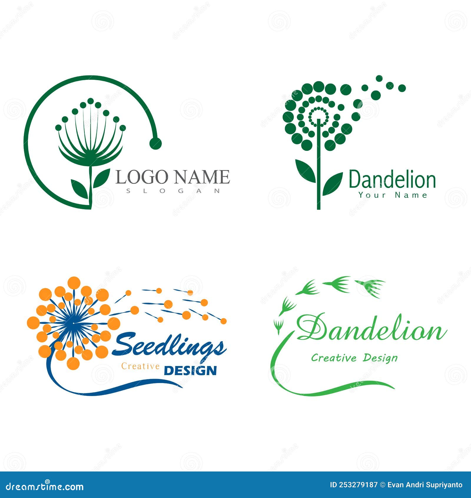 Dandelion Flower Logo Vector Template Design Stock Vector ...