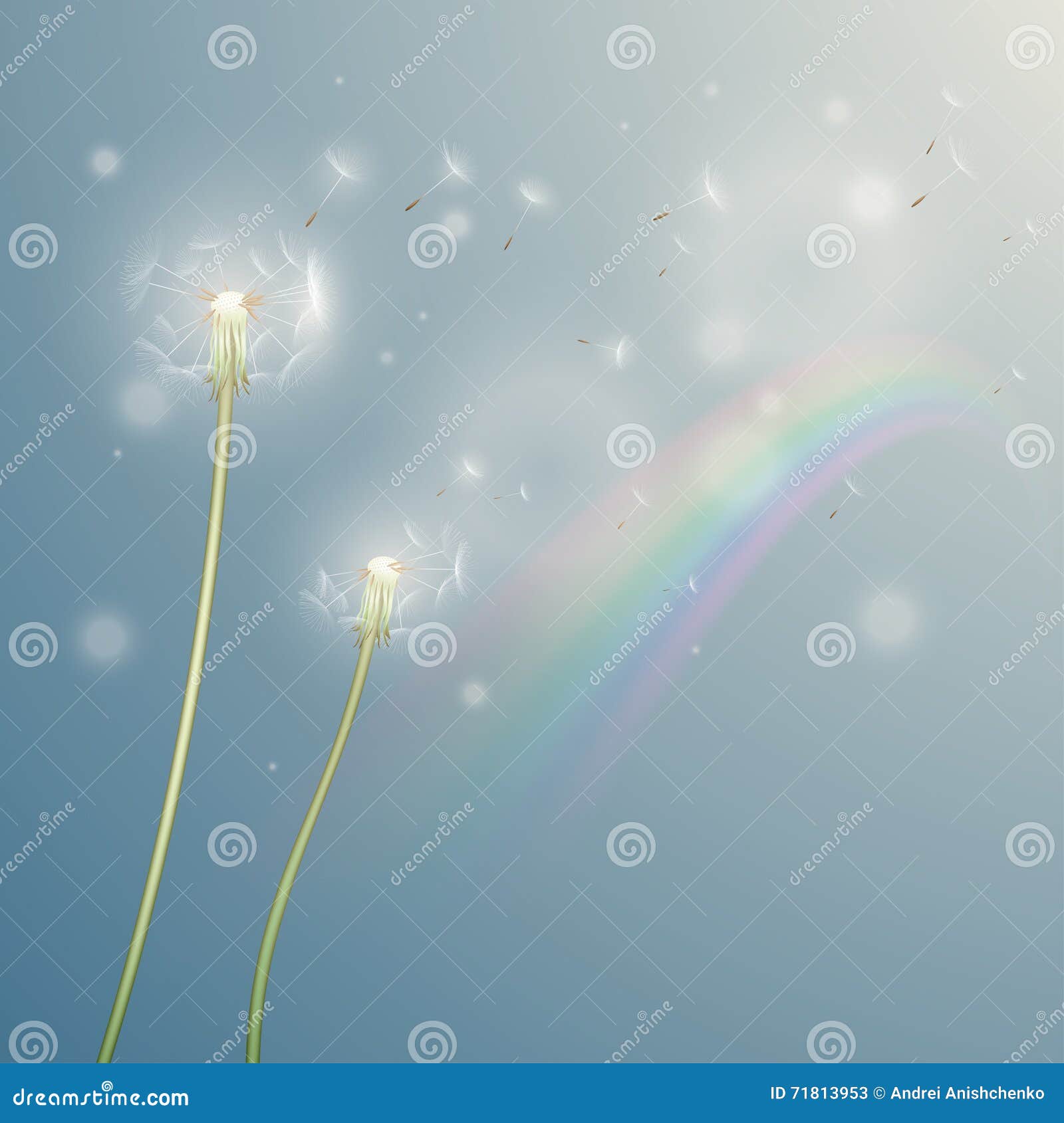 Dandelion Illustration with Rainbow Stock Vector - Illustration of ...