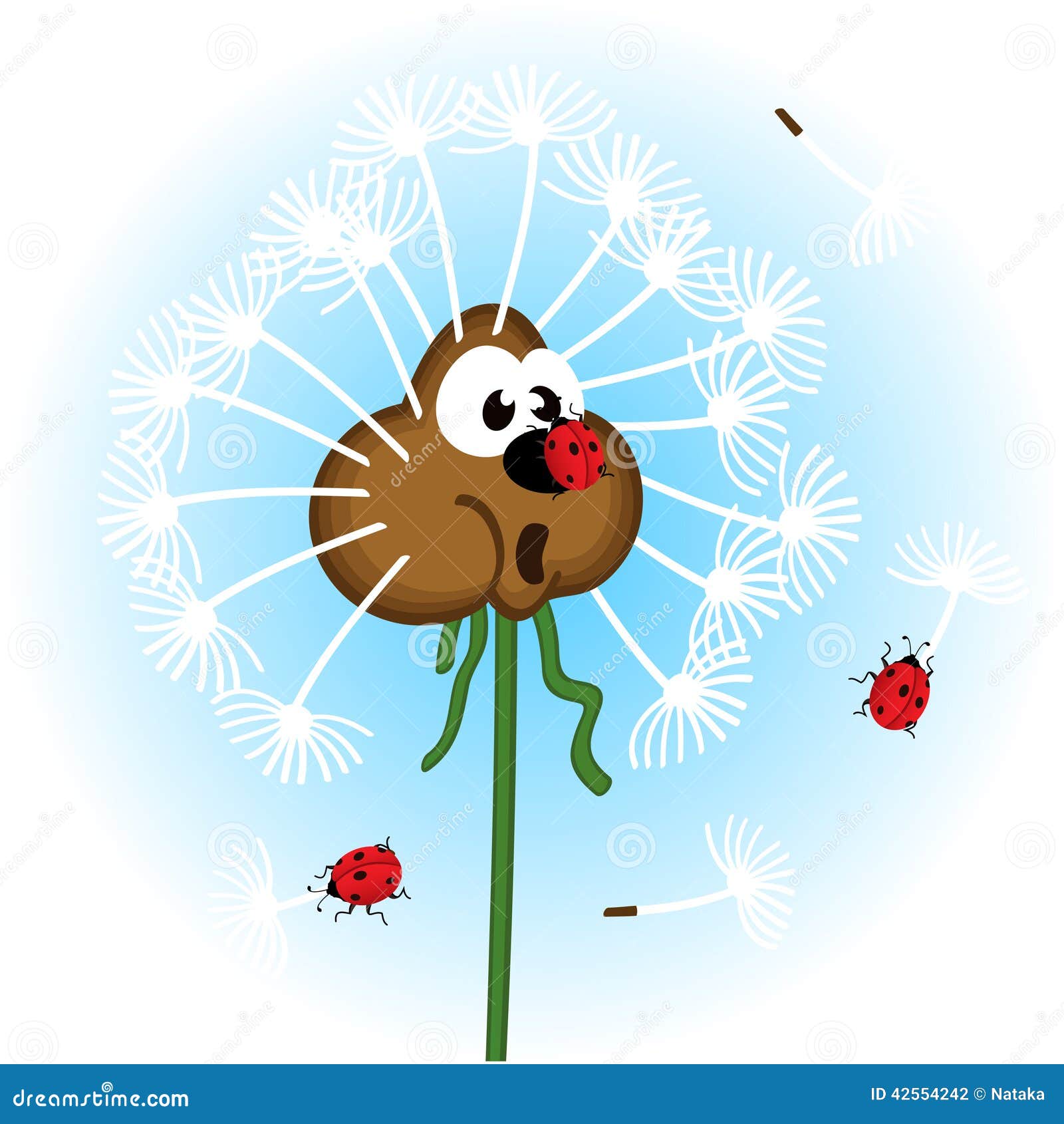 Dandelion and ladybug stock vector. Illustration of printable - 42554242