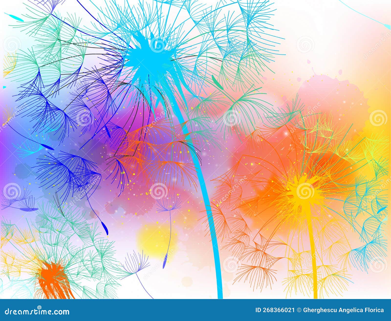 Dandelion on Rainbow Background - Vector Stock Vector - Illustration of ...