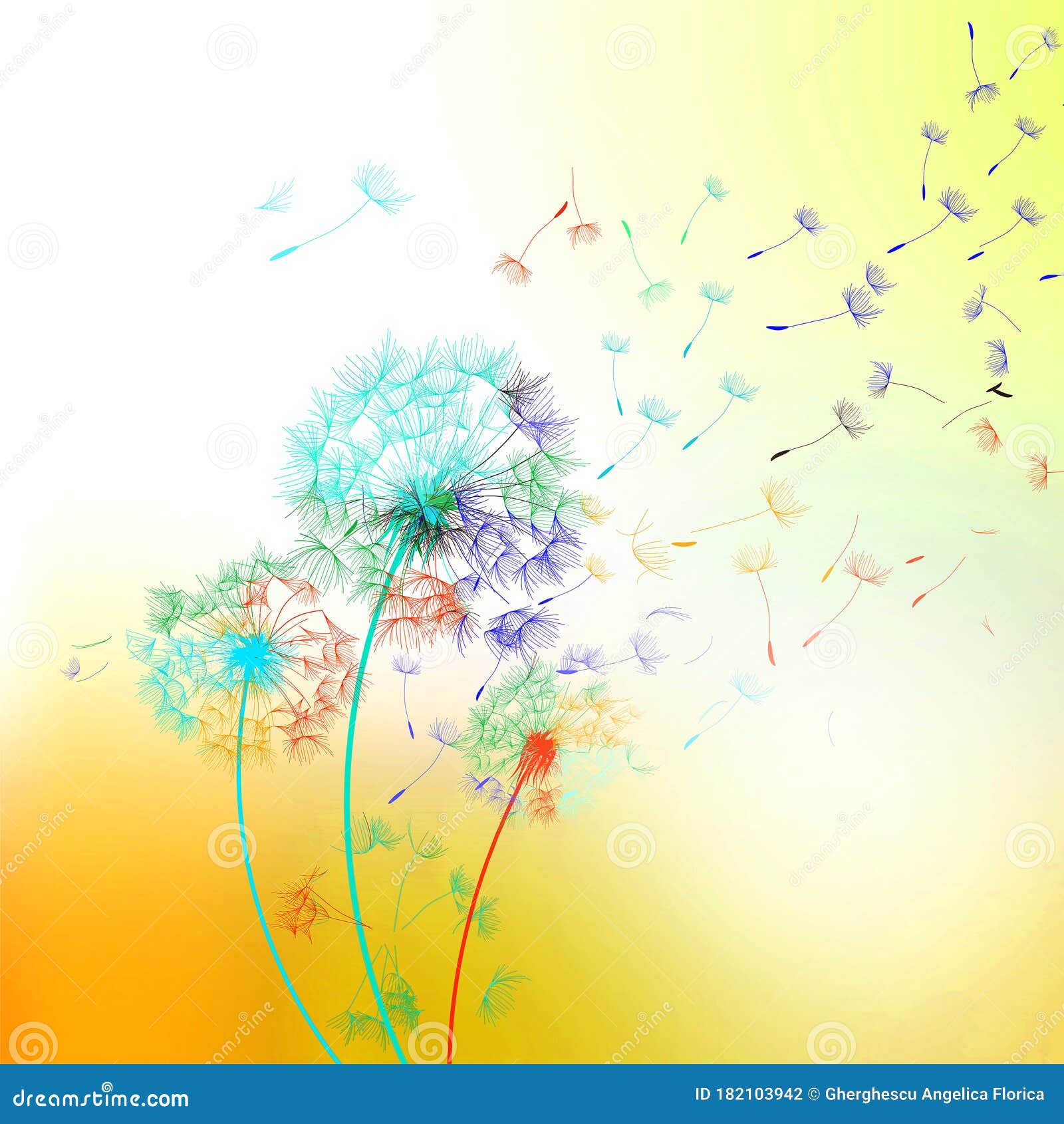 Dandelion on Multicolored Background - Vector. Stock Vector ...
