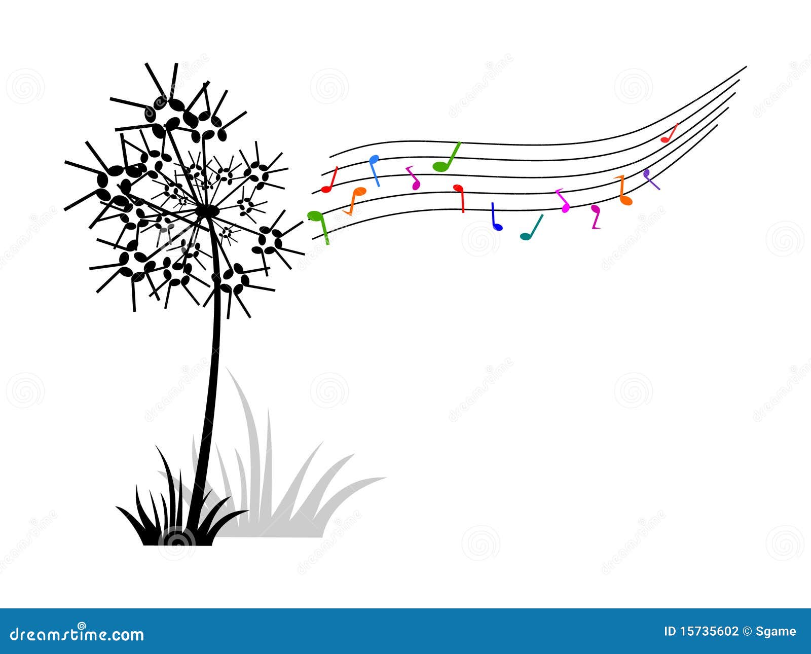 Dandelion With Music Notes. Vector Illustration | CartoonDealer.com ...