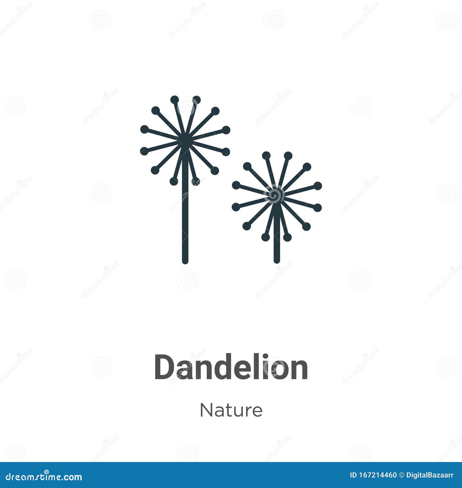 Dandelion Outline Vector Icon. Thin Line Black Dandelion Icon, Flat ...