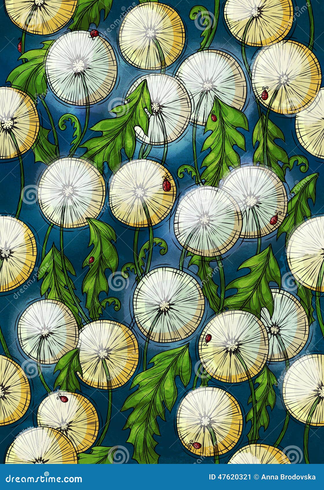 Dandelion pattern stock illustration. Illustration of green - 47620321